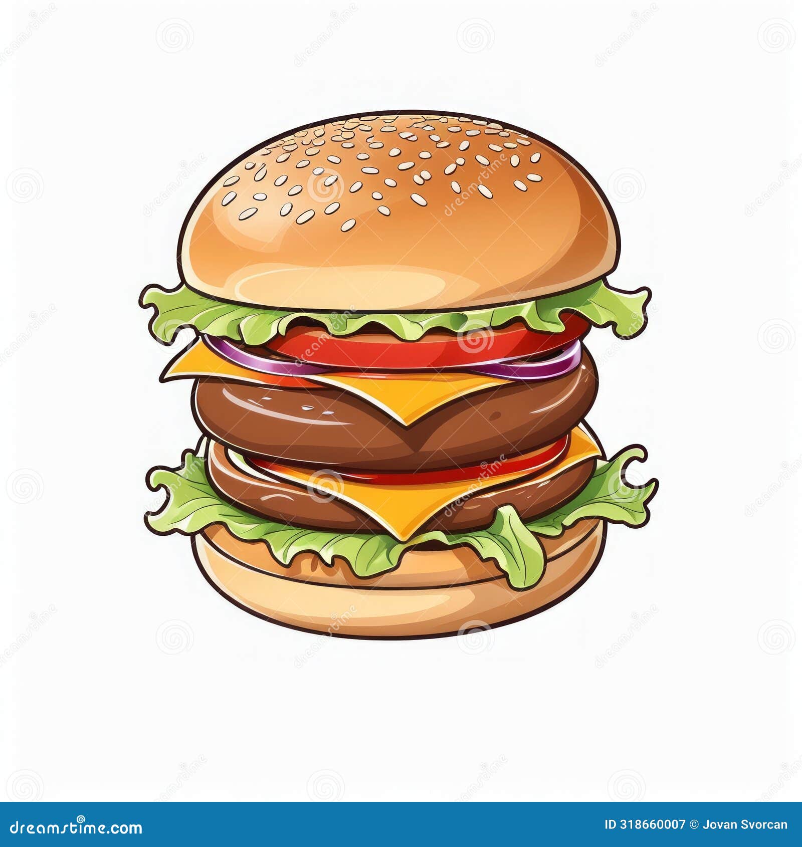 Classic Cartoon Cheeseburger Stock Illustration - Illustration of lunch ...
