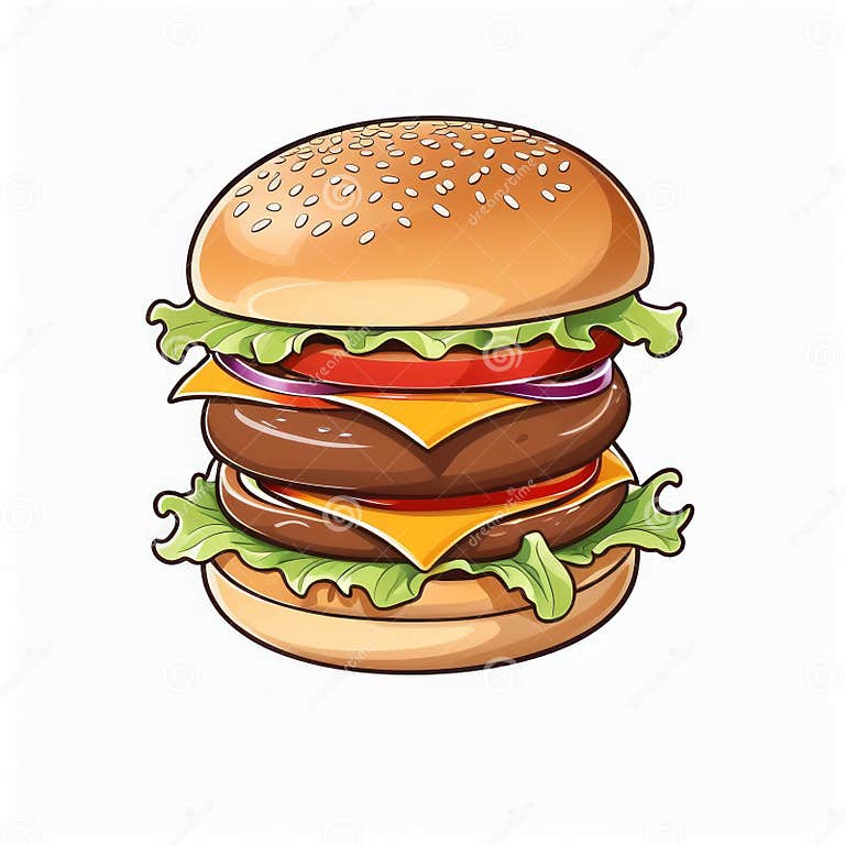 Classic Cartoon Cheeseburger Stock Illustration - Illustration of lunch ...