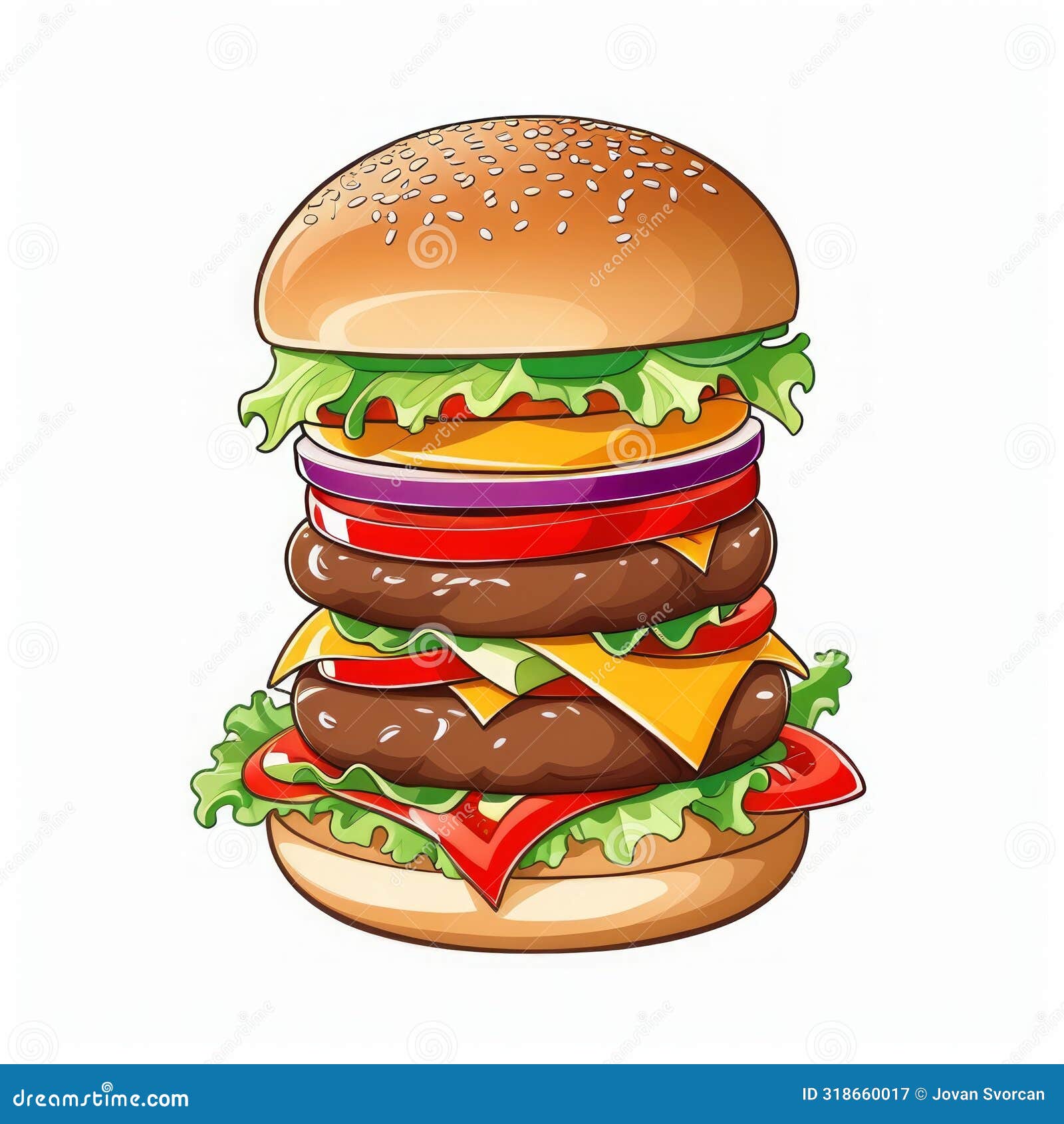 Classic Cartoon Cheeseburger Stock Illustration - Illustration of ...