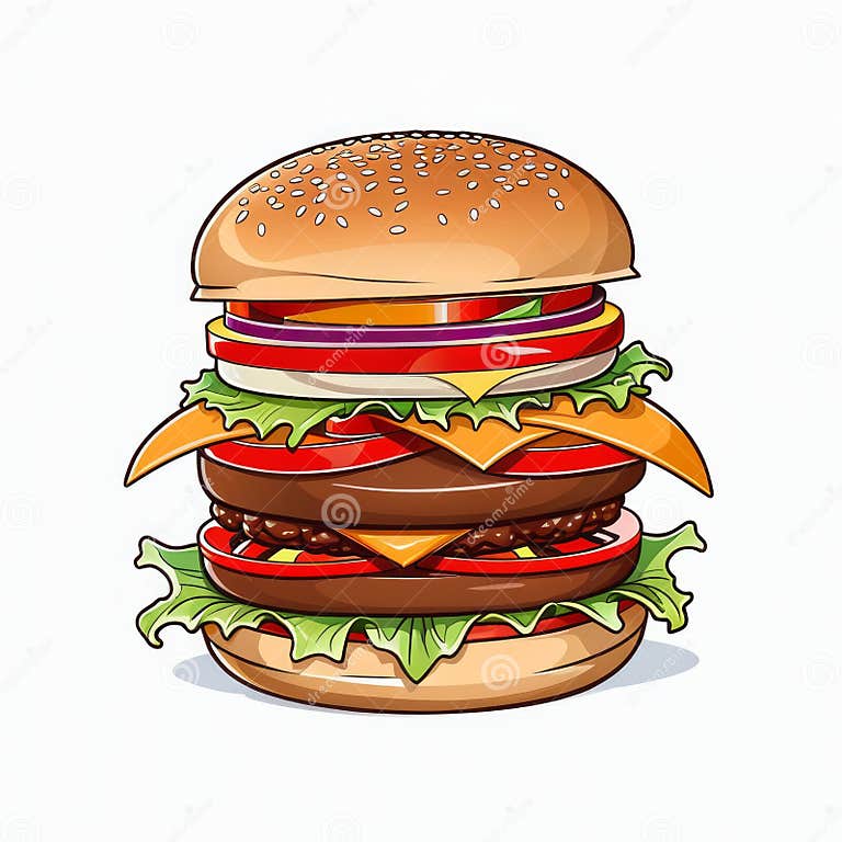 Classic Cartoon Cheeseburger Stock Illustration - Illustration of menu ...