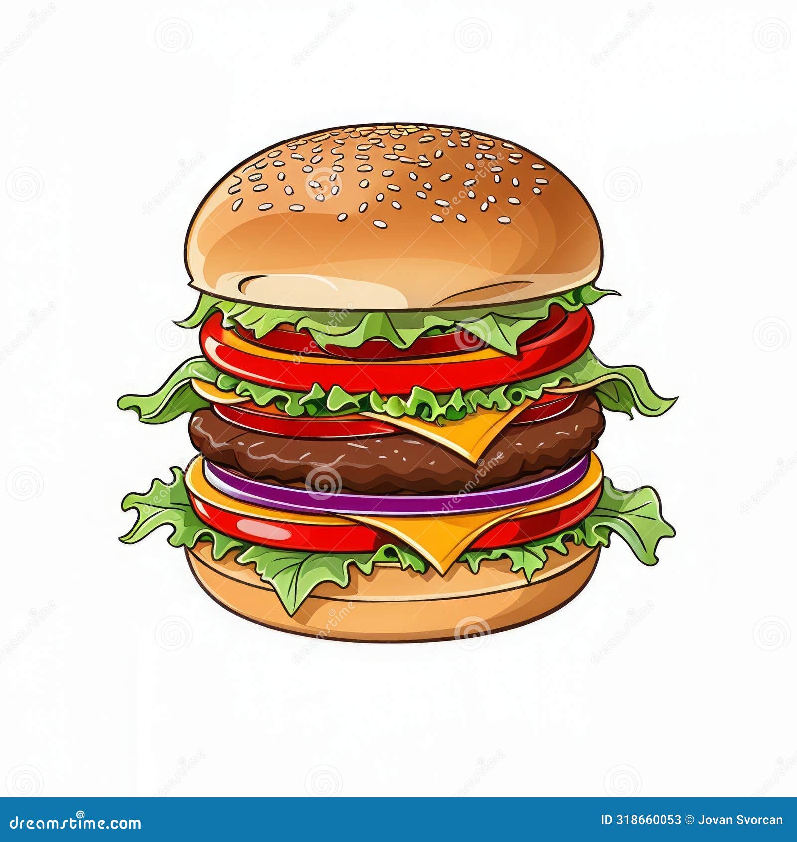 Classic Cartoon Cheeseburger Stock Illustration - Illustration of fast ...