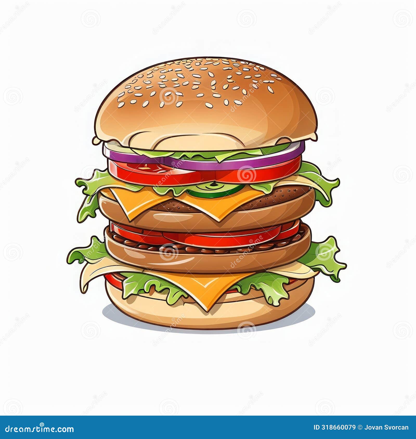Classic Cartoon Cheeseburger Stock Illustration - Illustration of ...