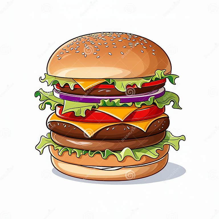 Classic Cartoon Cheeseburger Stock Illustration - Illustration of ...