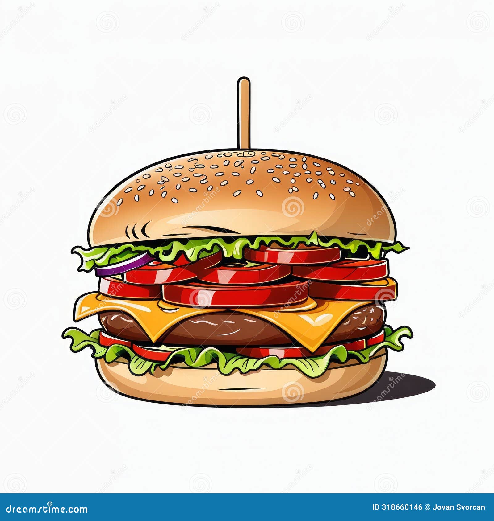 Classic Cartoon Cheeseburger Stock Illustration - Illustration of fast ...