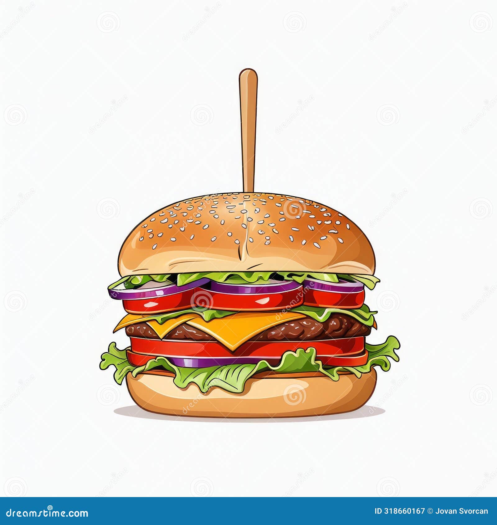 Classic Cartoon Cheeseburger Stock Illustration - Illustration of ...