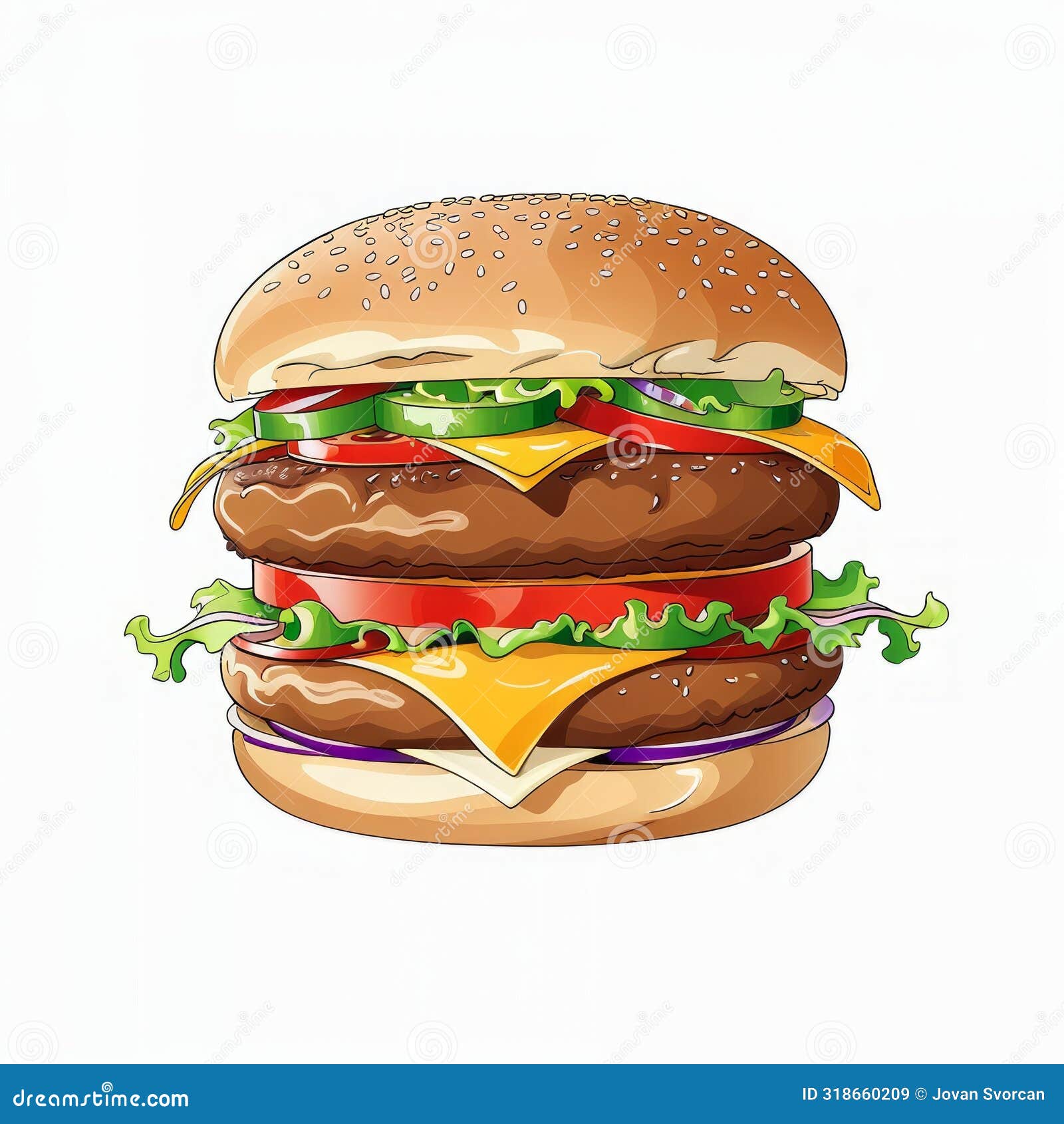 Classic Cartoon Cheeseburger Stock Illustration - Illustration of ...