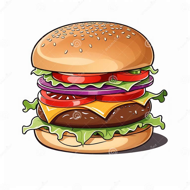 Classic Cartoon Cheeseburger Stock Illustration - Illustration of ...