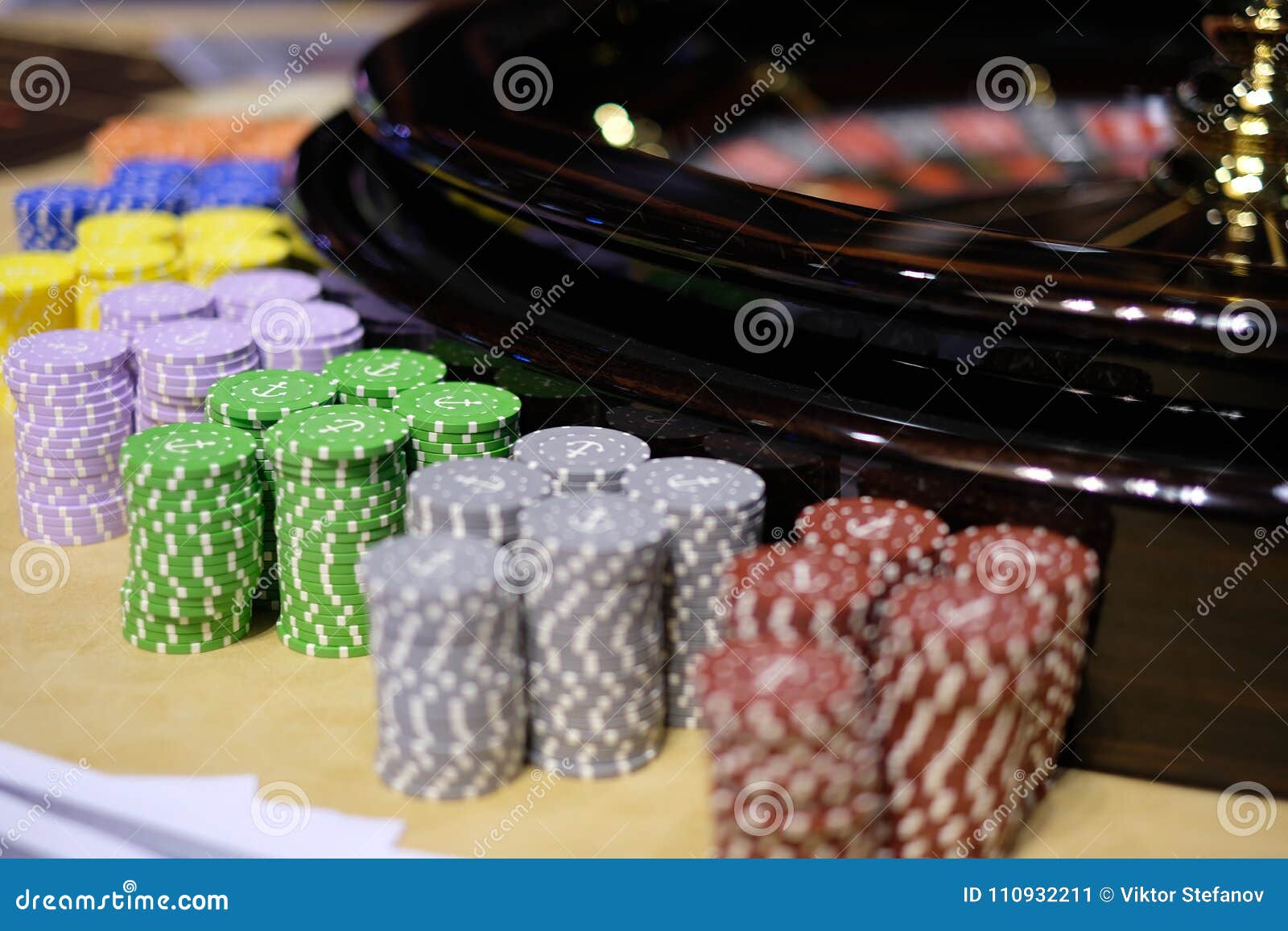 Classic Casino Roulette Wheel and Chips Stock Image - Image of ...