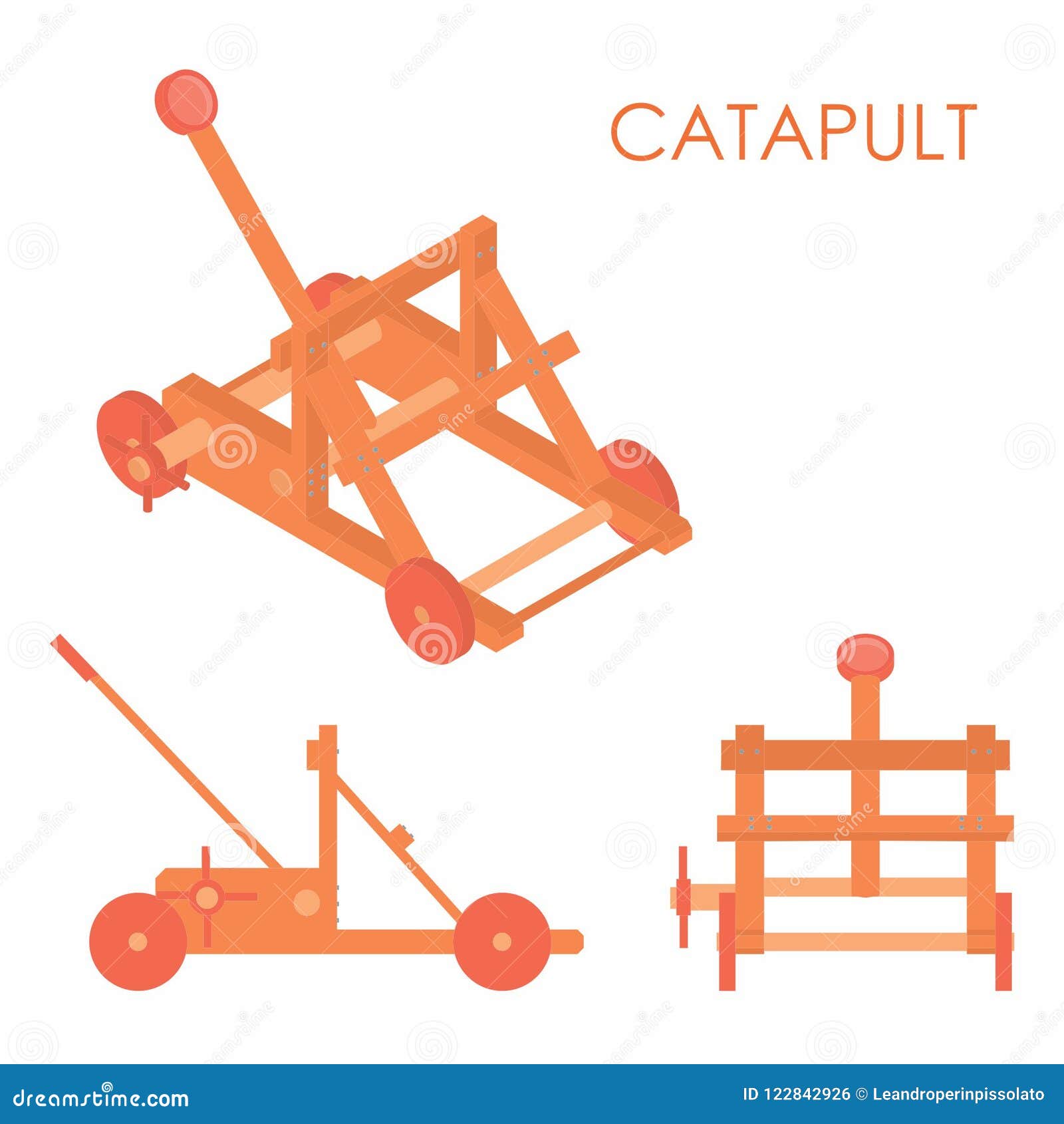 Classic Catapult Colored and Multiple Views. Stock Vector ...