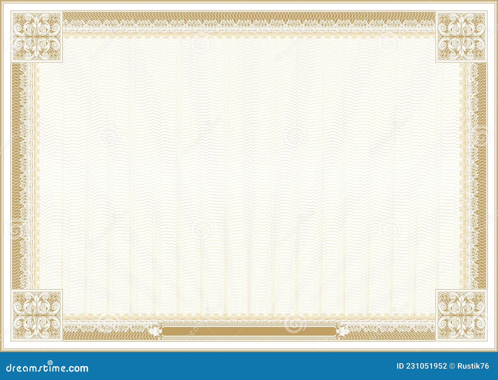 Classic Certificate Frame Horizontal Golden Stock Illustration ...