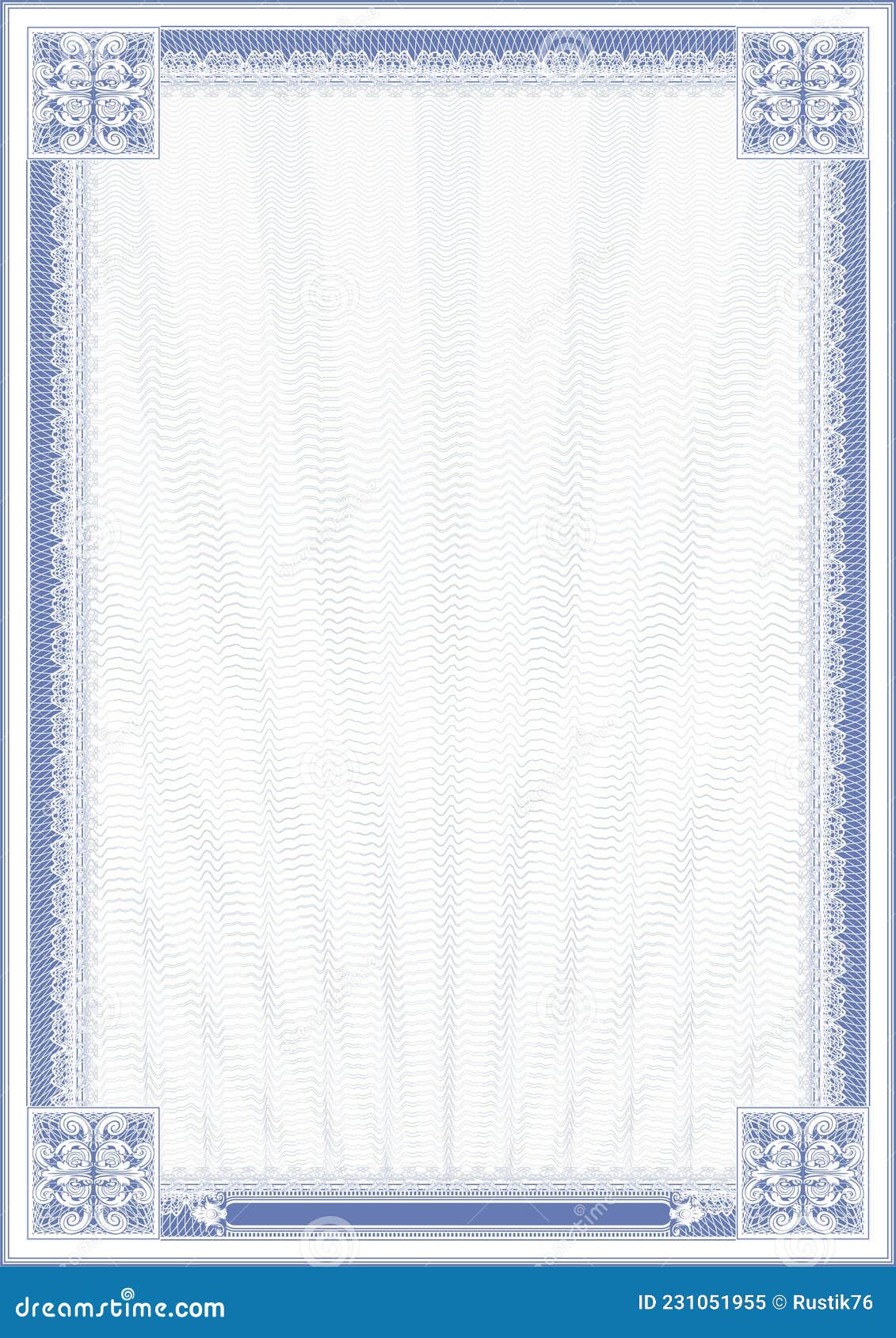 Classic Certificate Frame Vertical Blue Stock Illustration ...