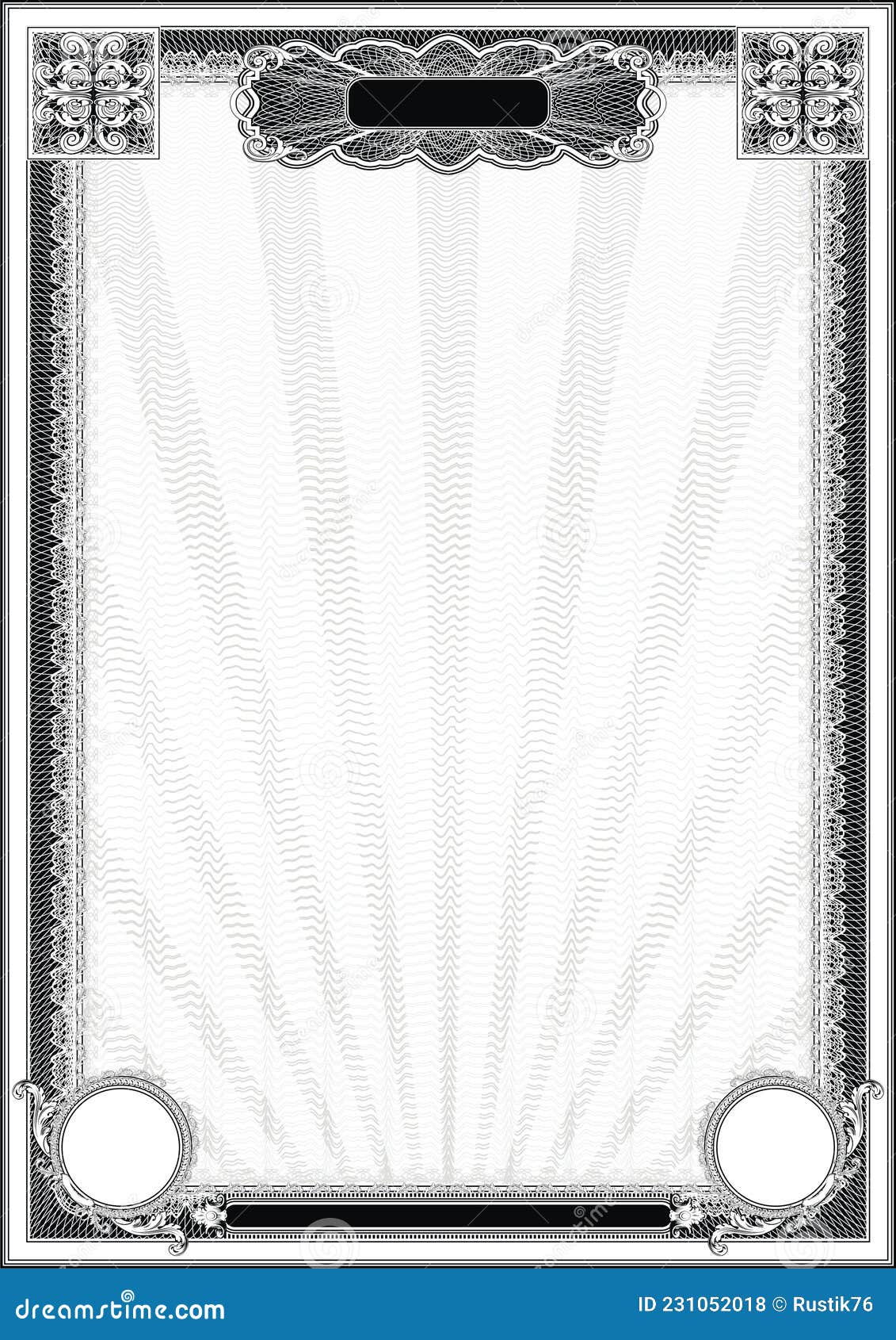 Classic Certificate Frame Vertical with Two Seals Black Stock ...