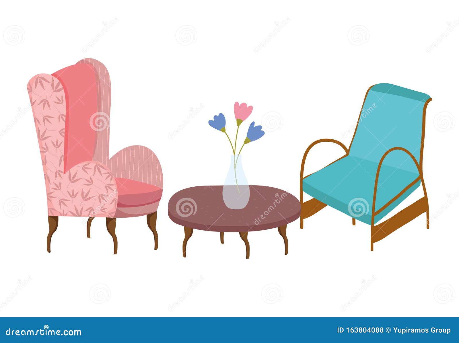 Classic Chairs Table and Flowers Icon Stock Vector - Illustration of ...
