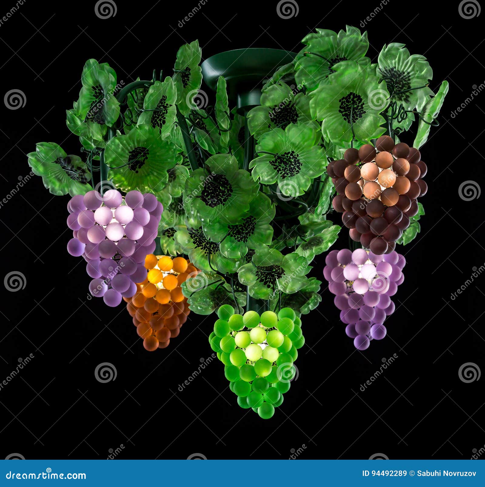 Classic Chandelier in Fruit Style Isolated on Black Background. Stock ...