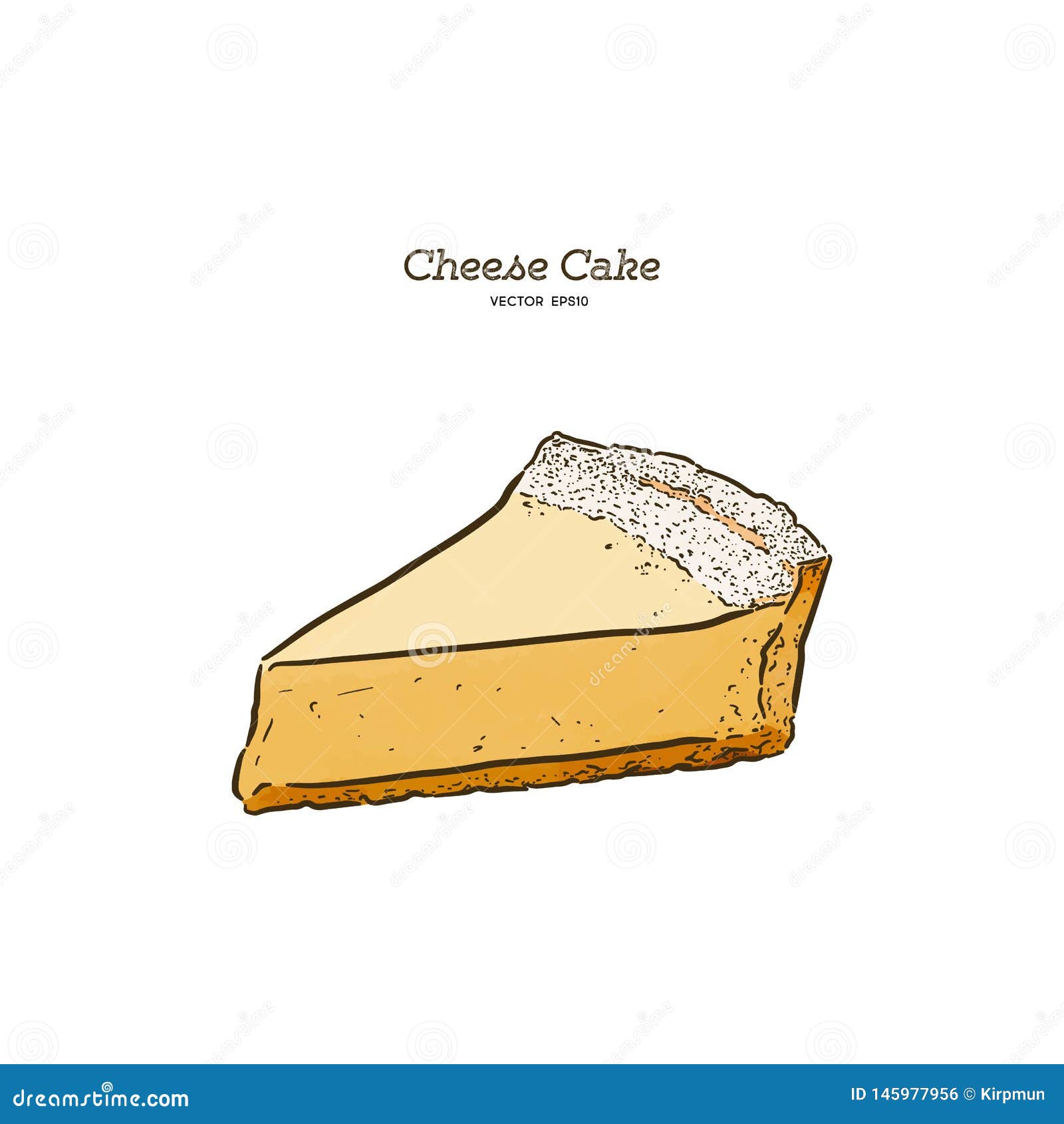 Classic Cheese Cake, Hand Draw Vector Stock Vector - Illustration of ...