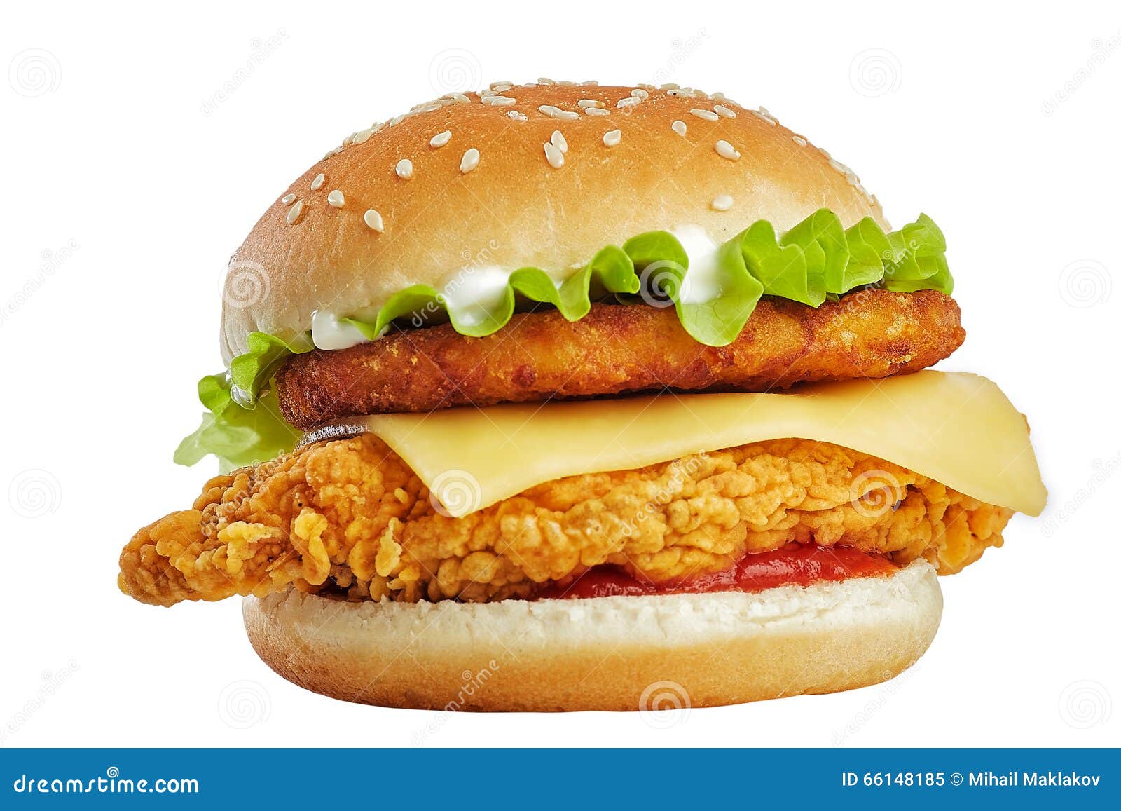 Classic Chicken Burger Isolated Stock Image - Image of classic, beef ...