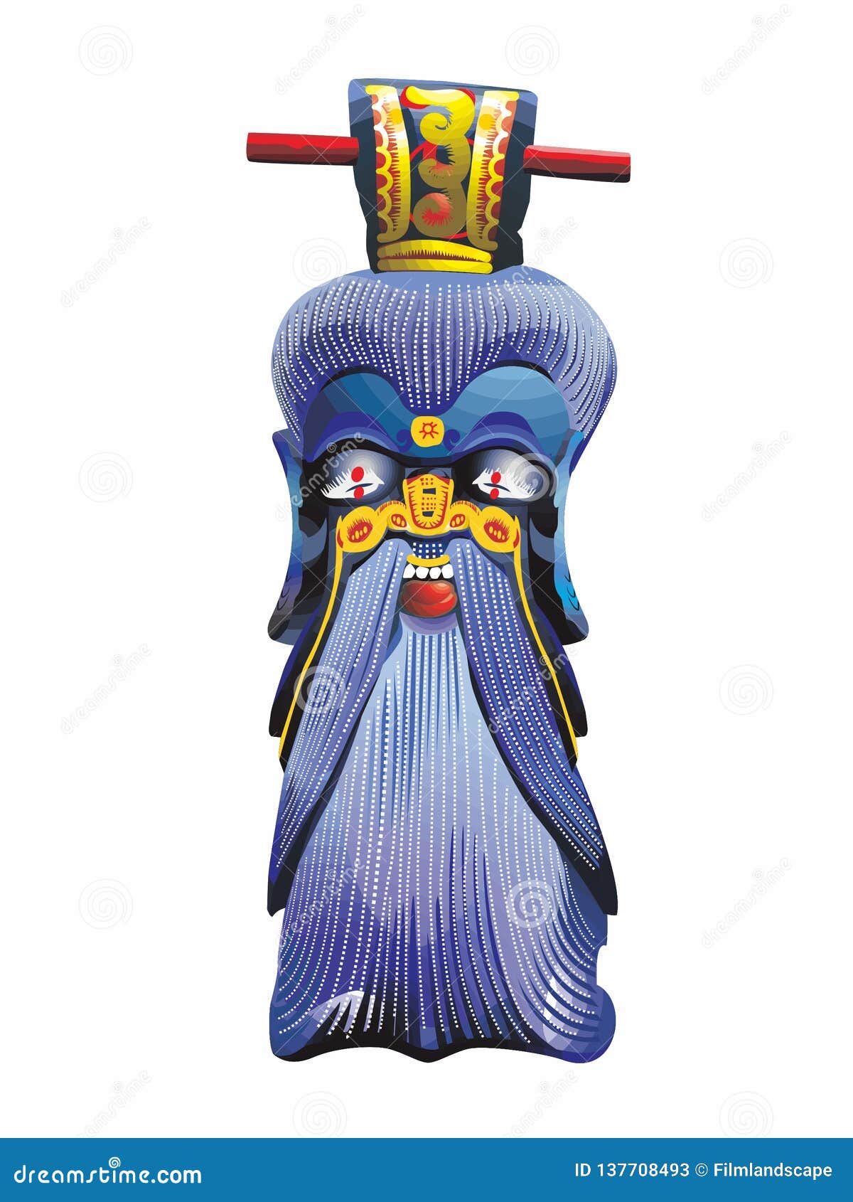Classic Chinese deity mask stock vector. Illustration of senile - 137708493