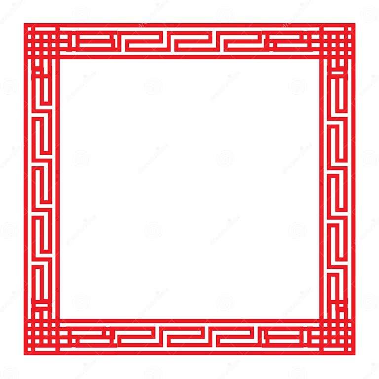 Classic Chinese Red Square Frame Stock Vector - Illustration of ...