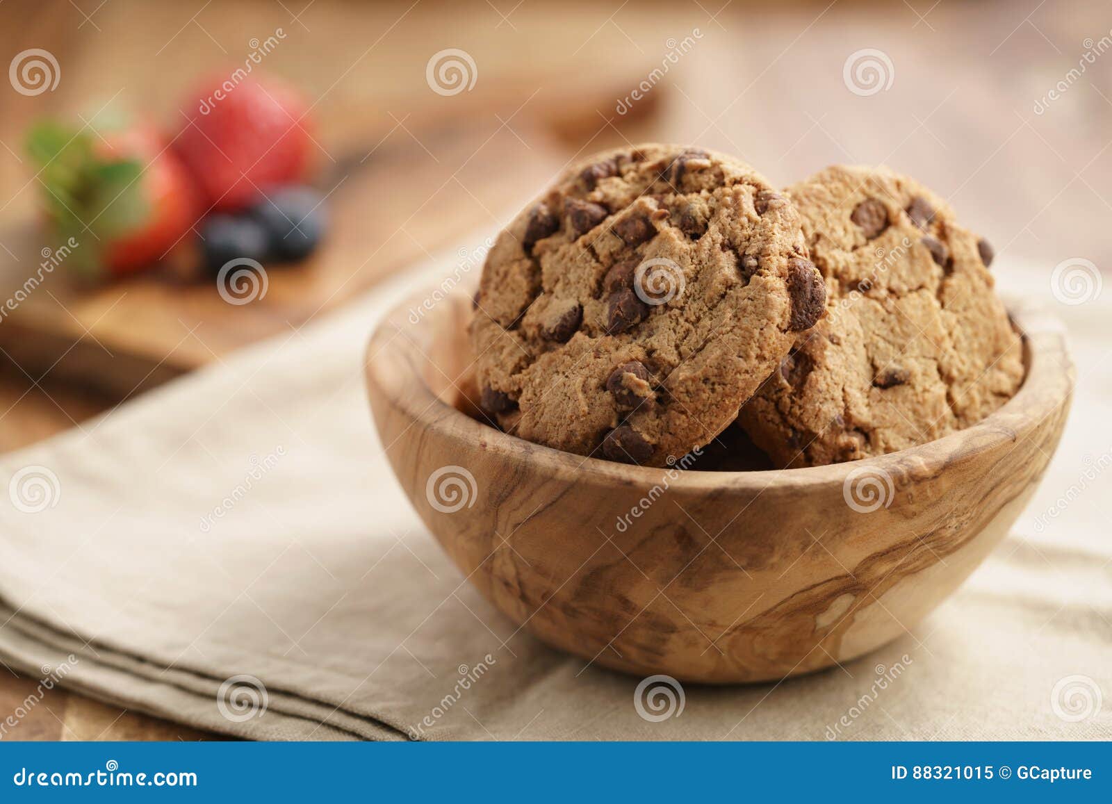 Classic Chocolate Chip Cookies in Bowl Stock Image - Image of classic ...