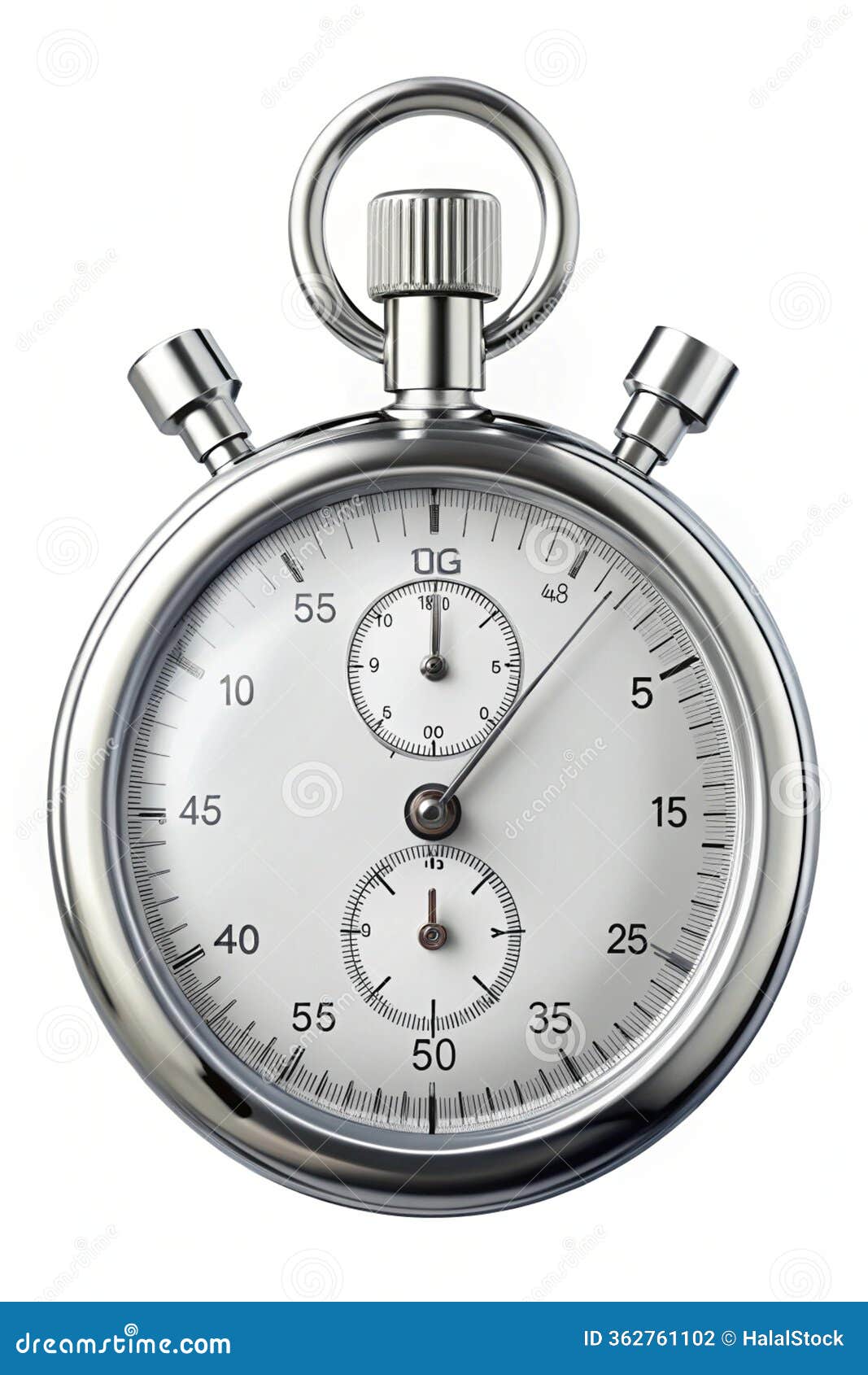 Classic Chrome Mechanical Analog Stopwatch 3D Illustration Stock ...