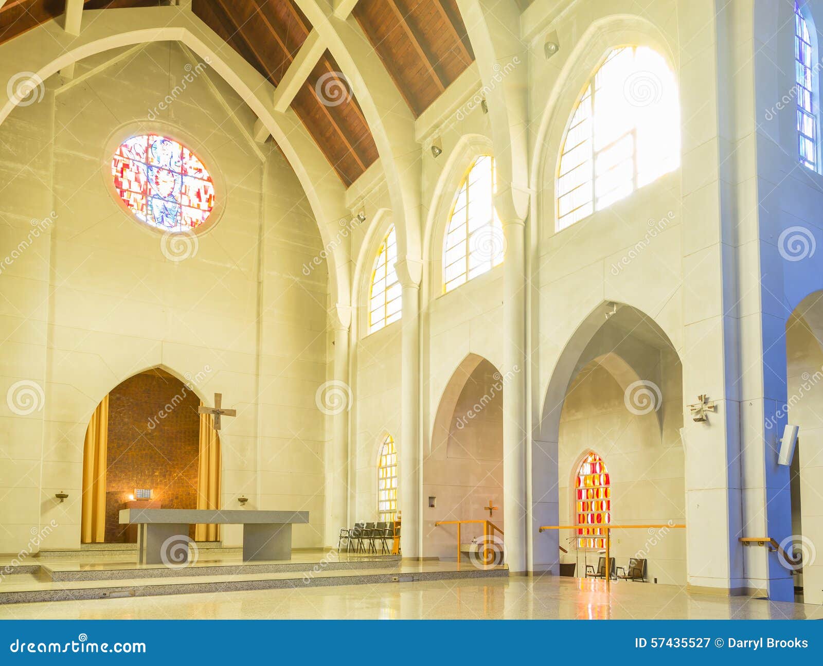 Classic Church Altar with Arches Stock Image - Image of faith, interior ...