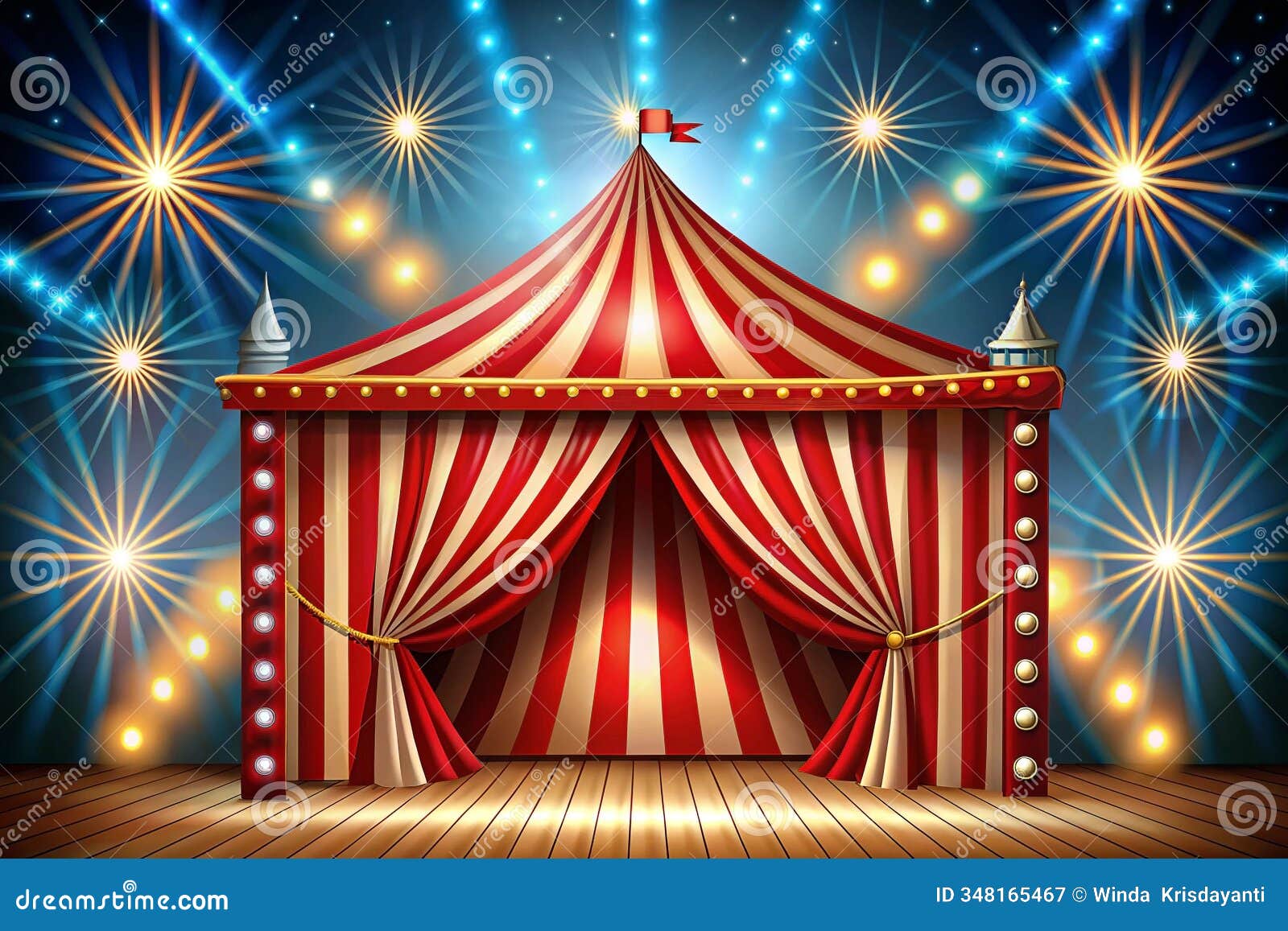 Classic Circus Tent with Fireworks Backdrop Stock Illustration ...