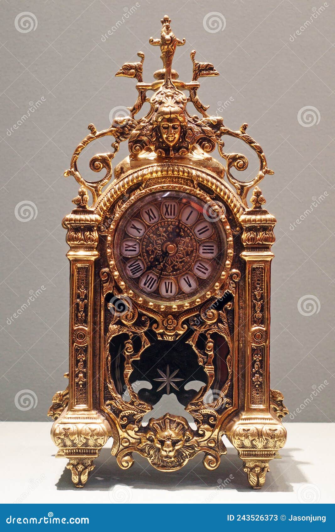 Classic clock stock image. Image of gold, ceiling, pattern - 243526373