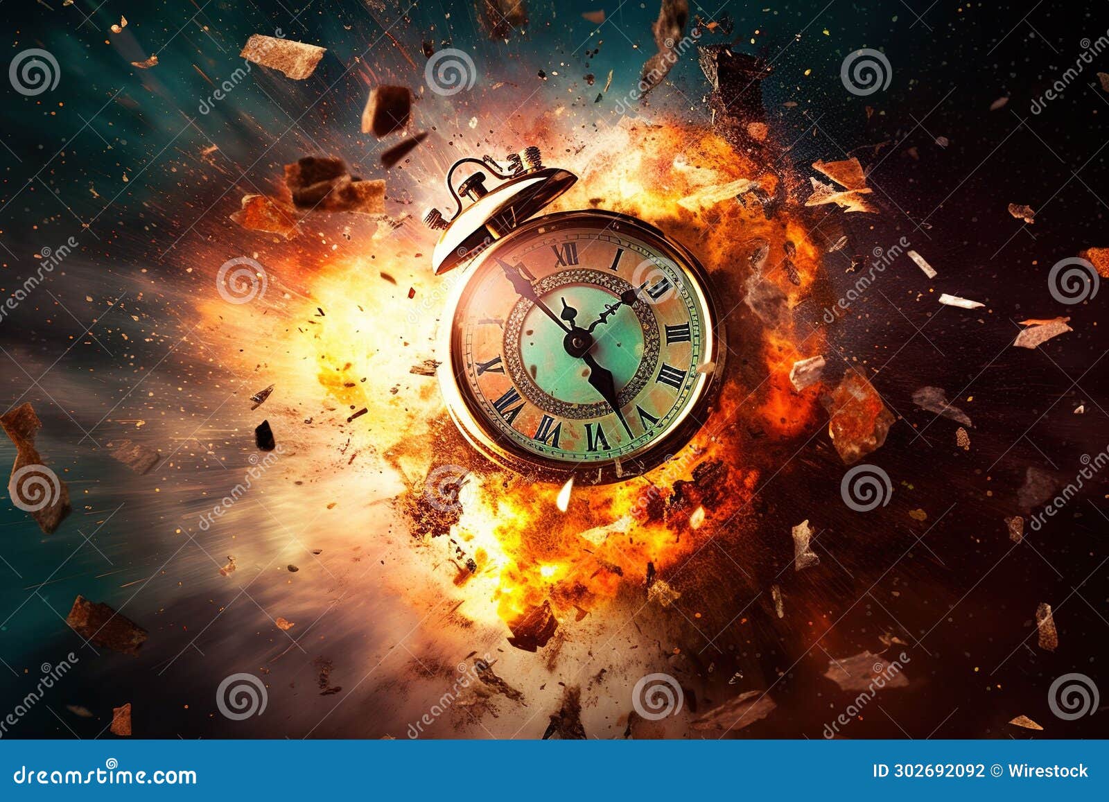 Classic Clock Explode in Space, Time Concept Illustration Stock ...