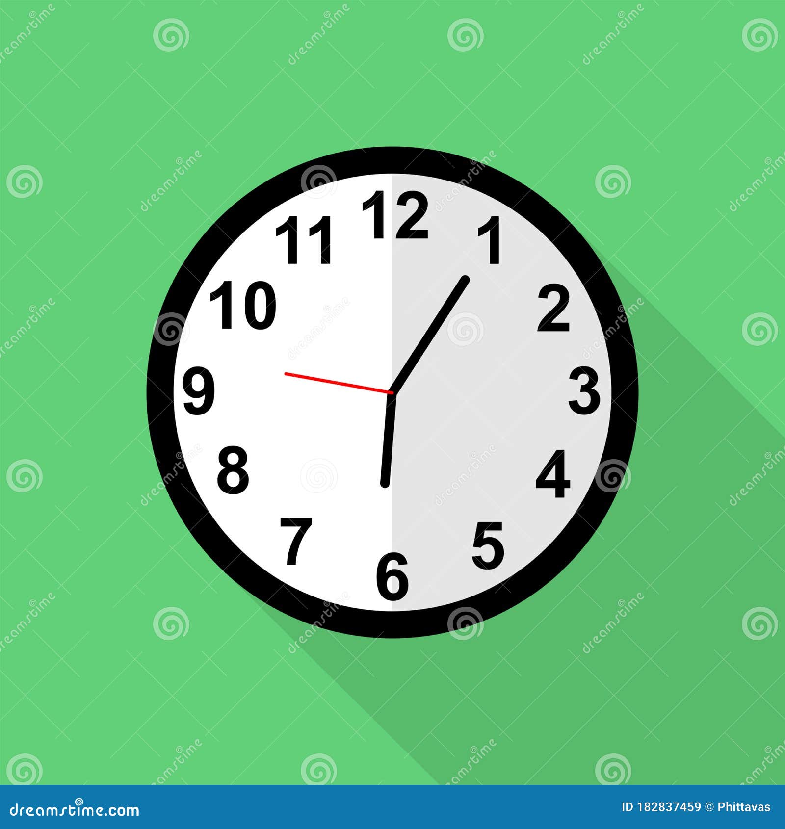 Classic Clock Icon, Five Minutes Past Six O`clock Stock Illustration ...