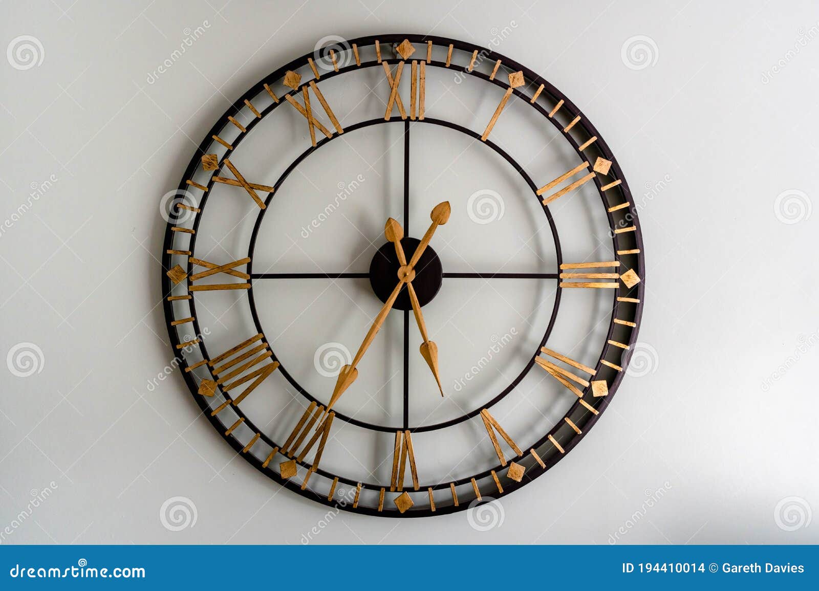 Classic Clock with Moving Pointer on Green Wall Stock Photo - Image of ...