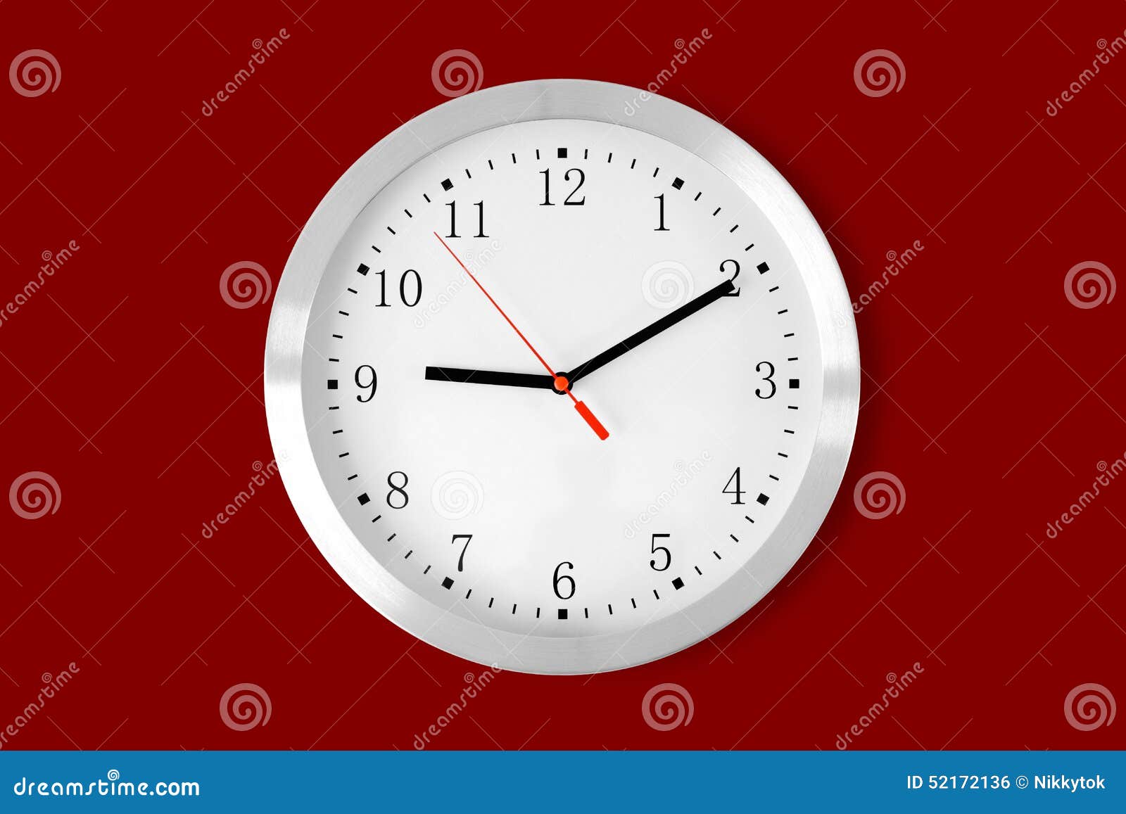 Classic Clock on Red Background Stock Photo - Image of concept, moment ...
