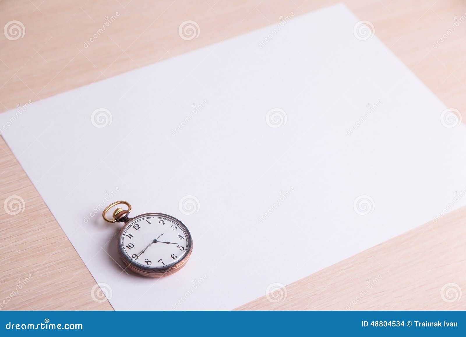 Classic Clock on a White Sheet of Paper Stock Photo - Image of diary ...