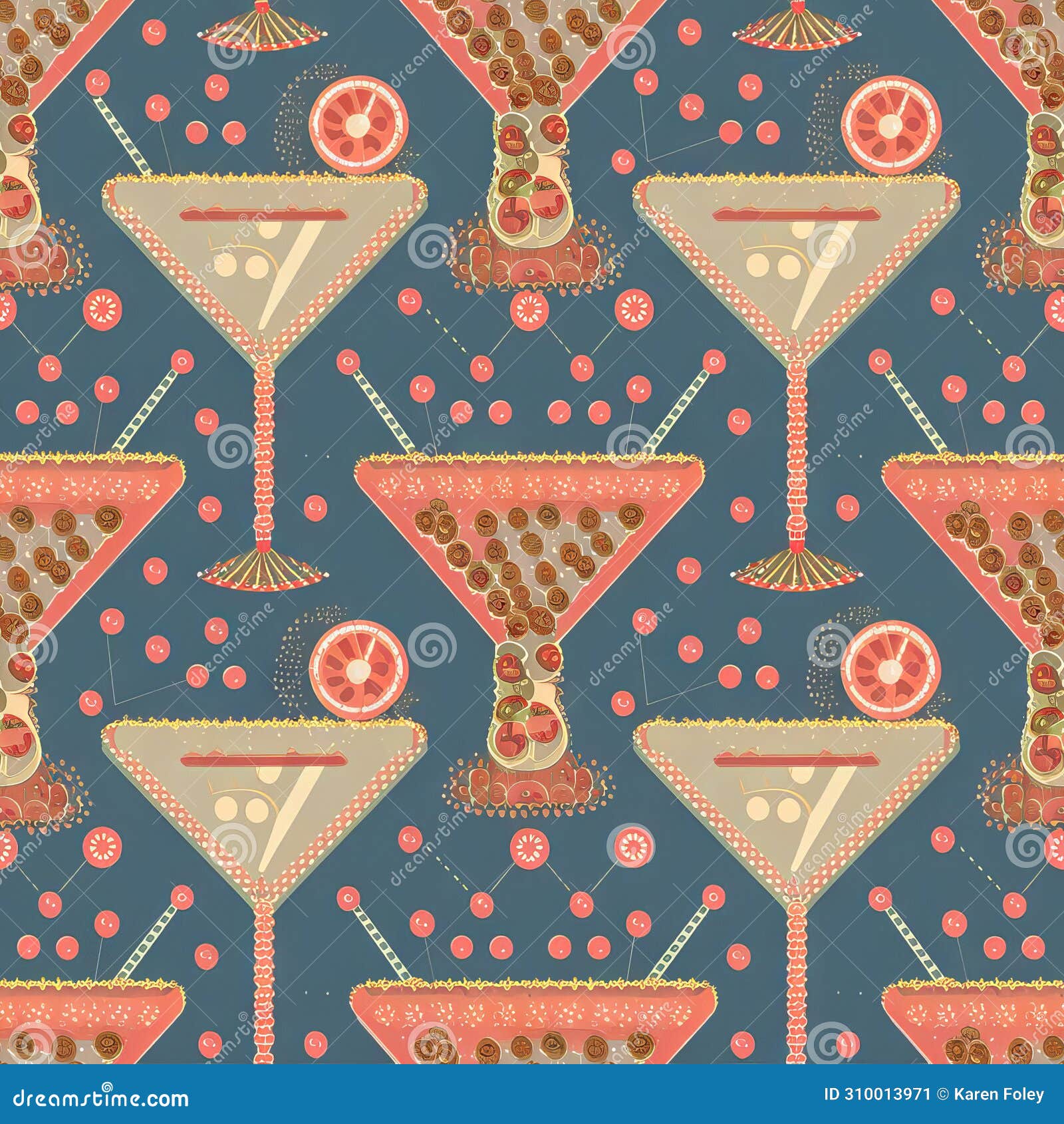 Classic Cocktail Seamless Repeating Pattern Stock Illustration ...