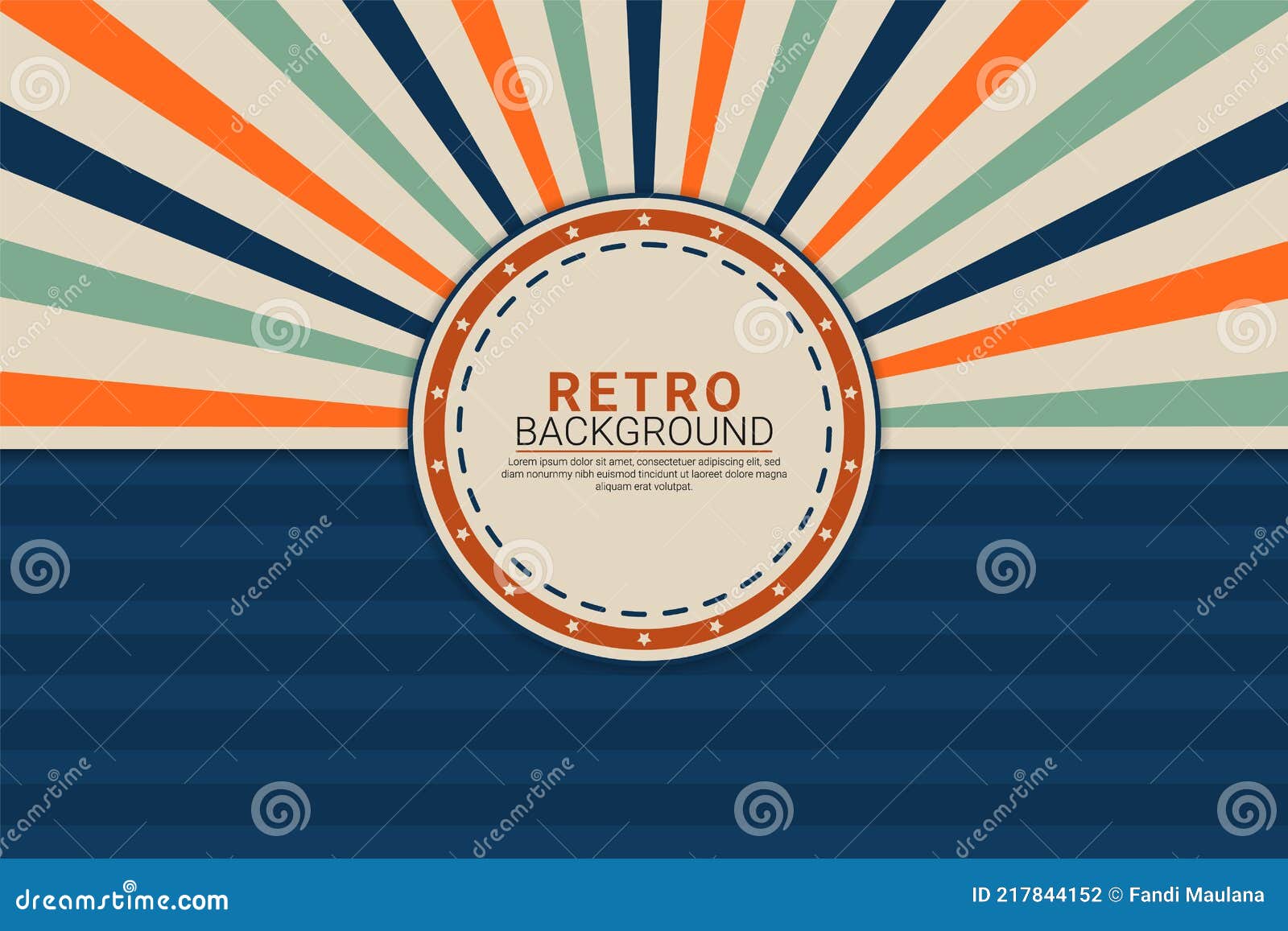Classic Colorful Retro Style Vector Background with Half Blue Stock ...