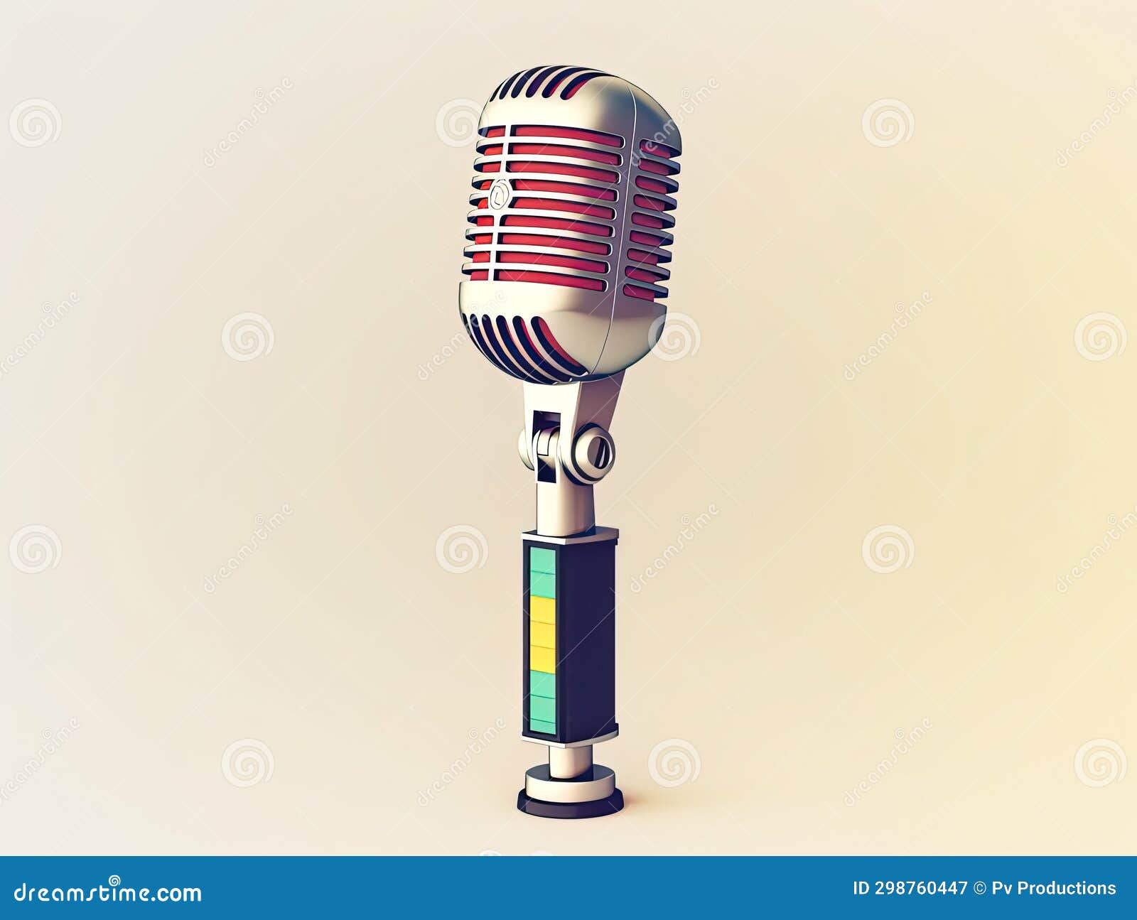 Classic Colorful Retro Voice Microphone Instrument on a Light ...