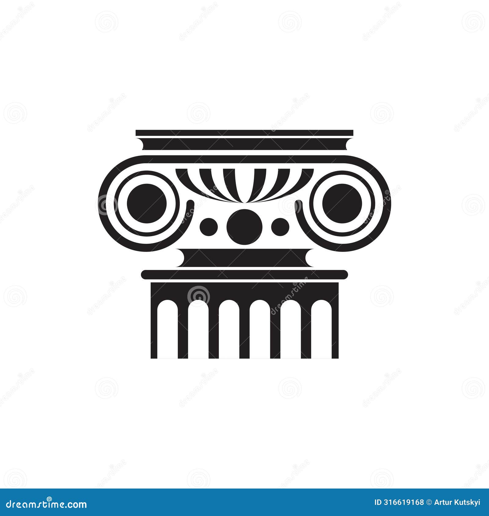 Classic Column Capital Black Line Icon, European Monument Pillar Vector ...