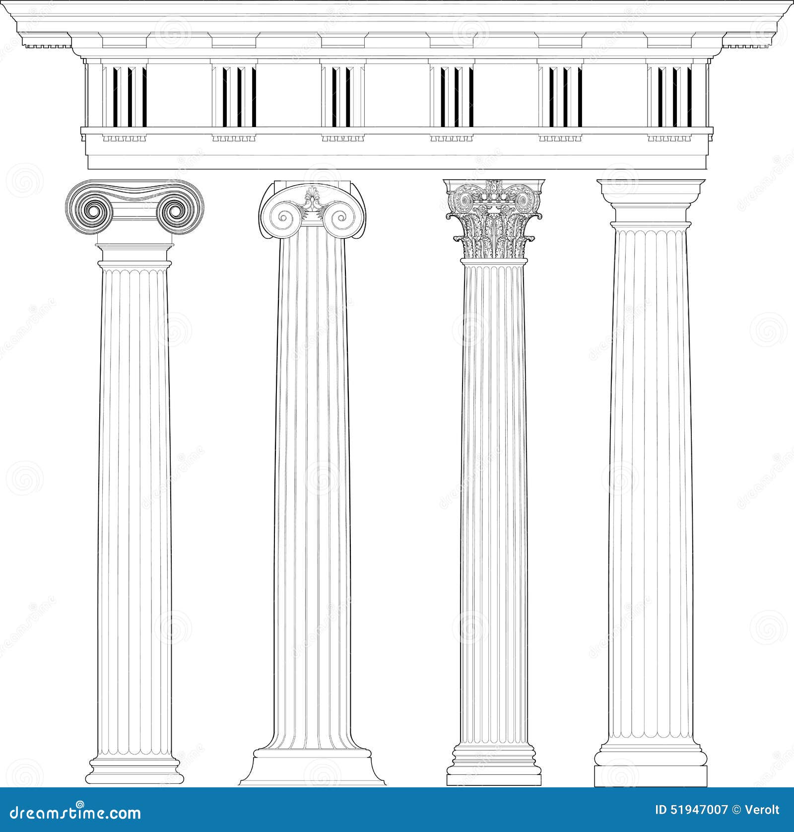 Classic columns set stock vector. Illustration of vector - 51947007