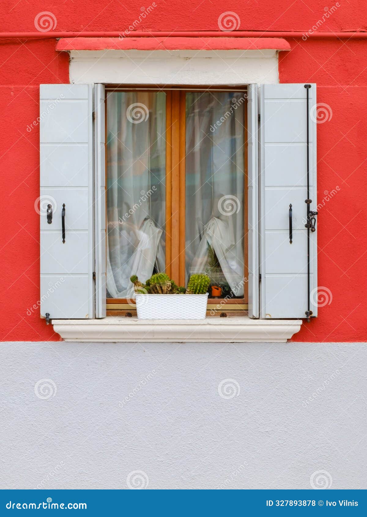 Classic Combo: Red and White Window in Burano Stock Photo - Image of ...