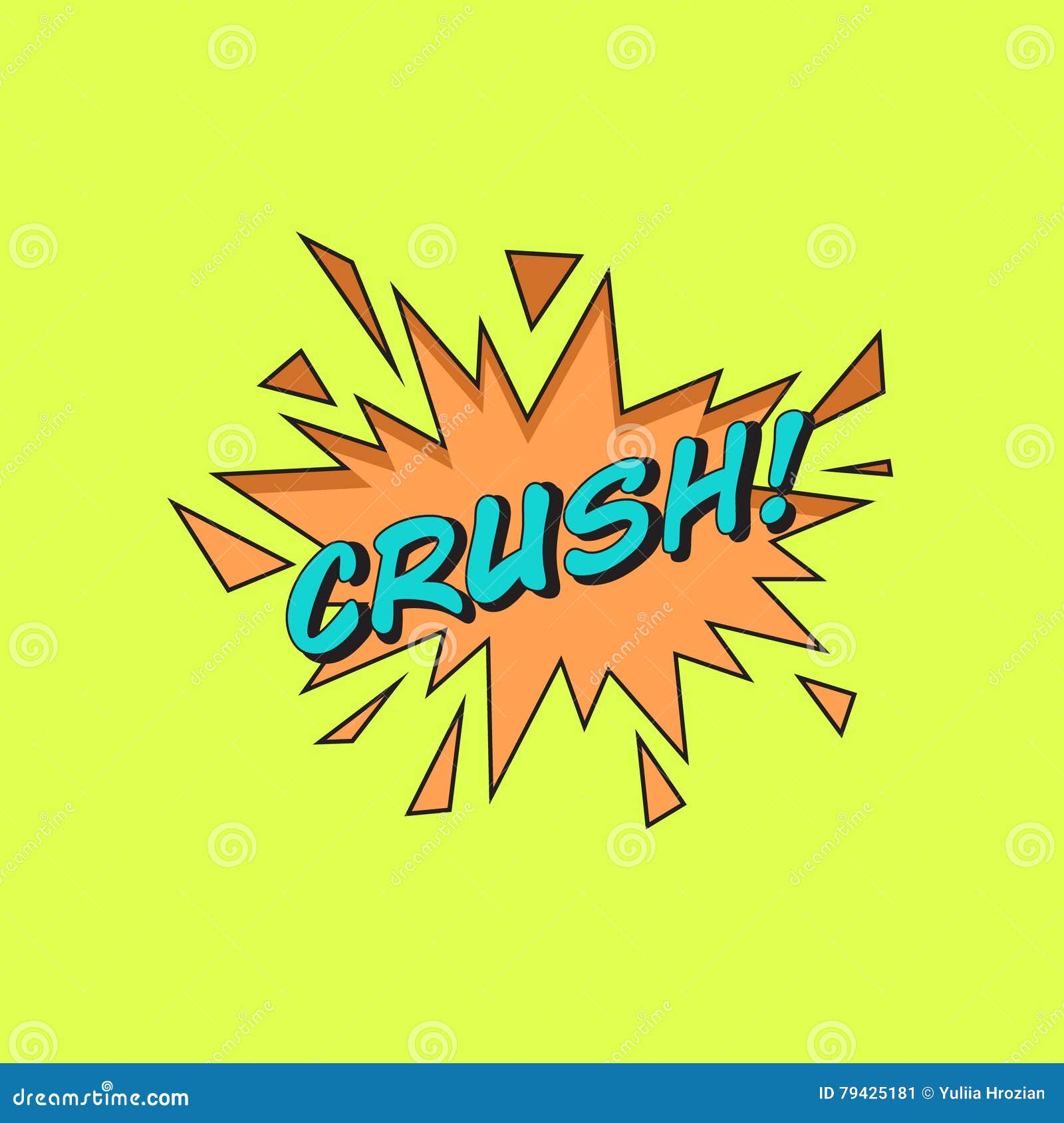 Classic Comics Book Speech Sticker CRUSH! with Crushed Glass Pie Stock ...