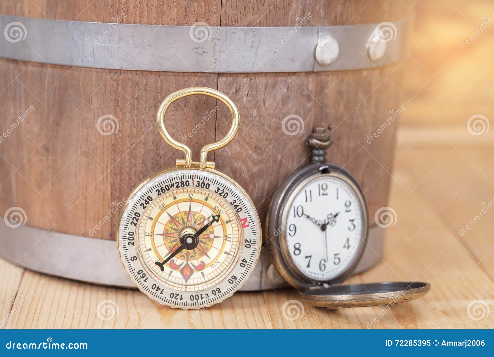Classic Compass on a Wooden Table. Stock Image - Image of dirt ...