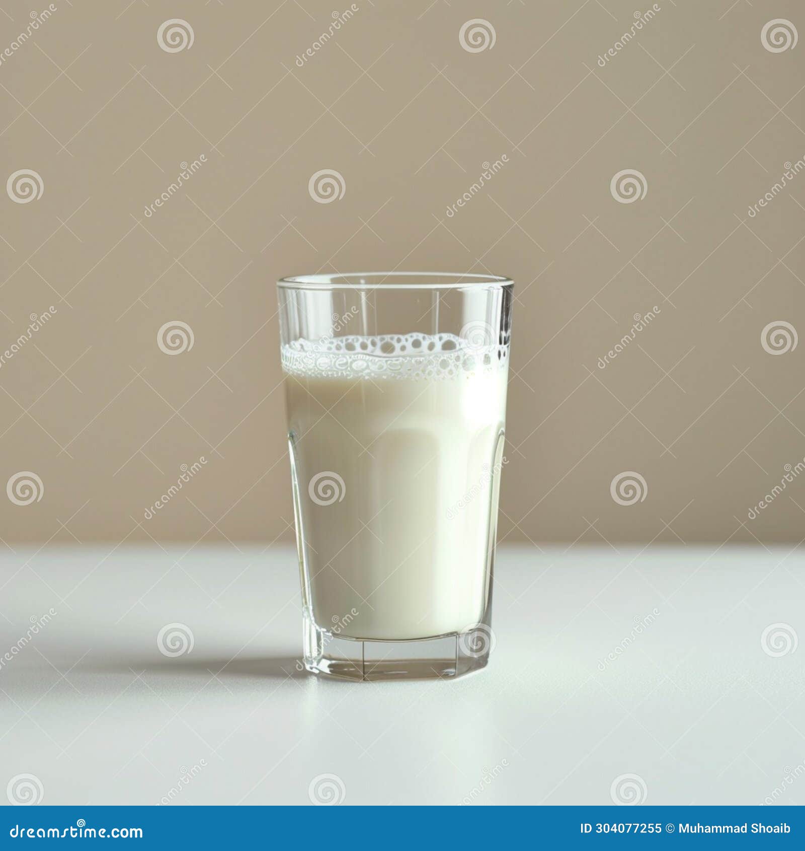 Classic Composition Glass of Milk, Side View, on White Table Stock ...