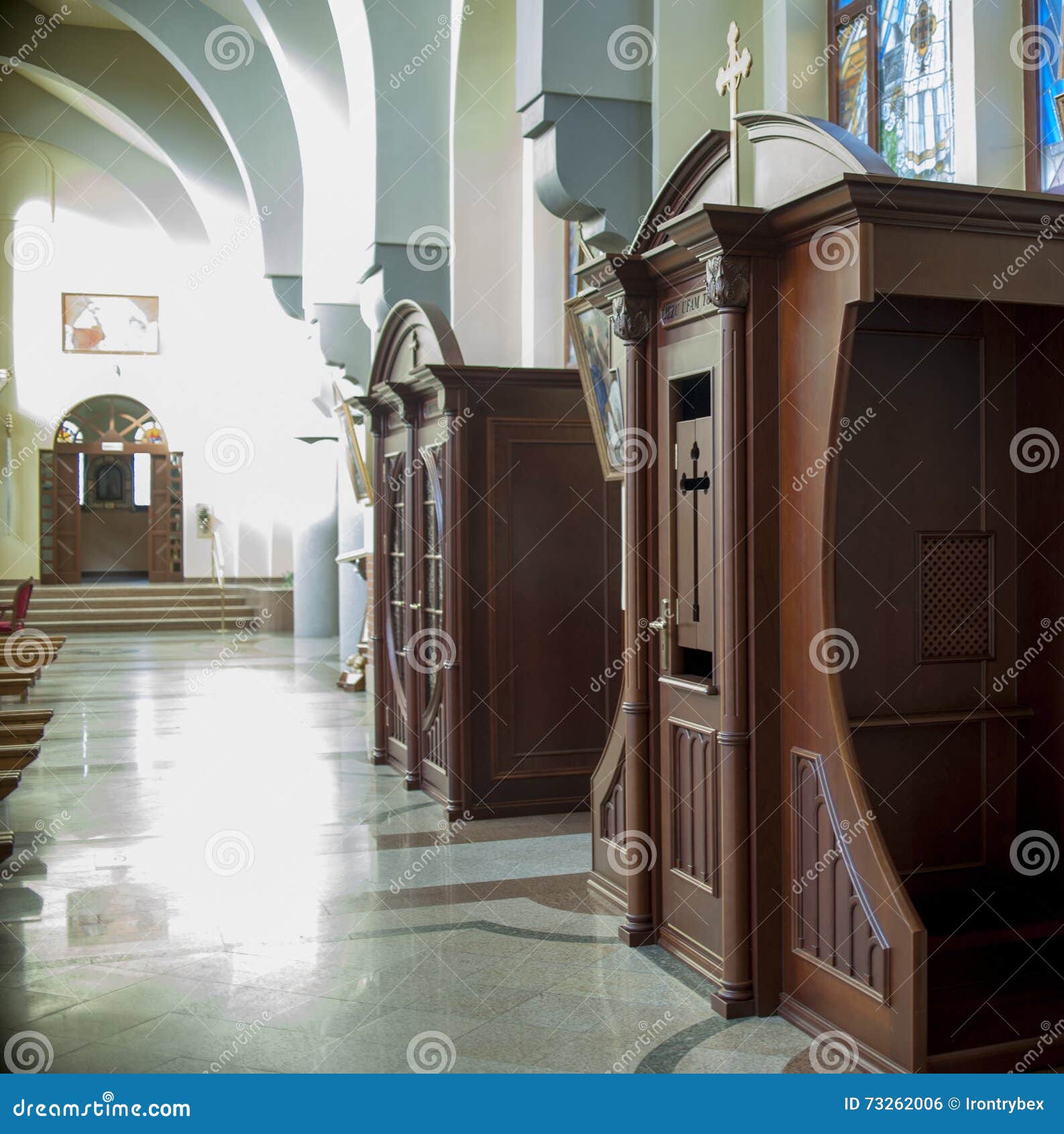 Classic Confessional in the Church Stock Photo - Image of saint, booth ...