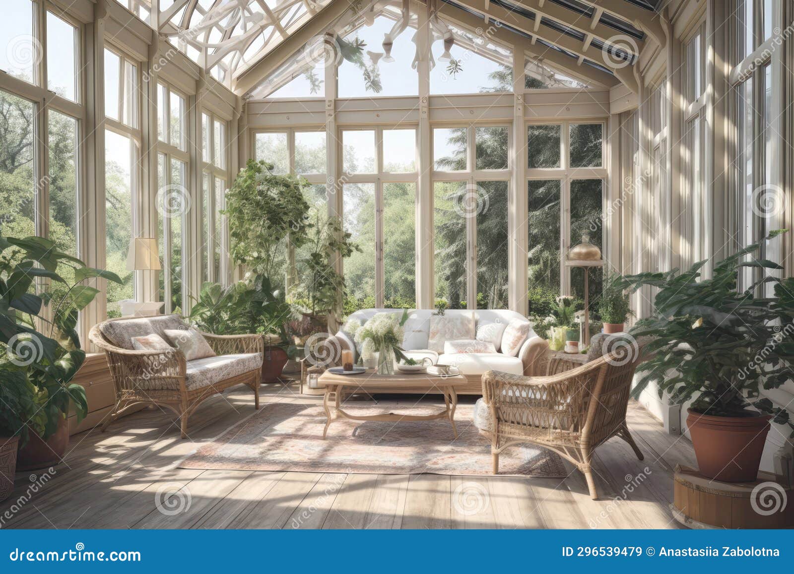 Classic Conservatory with Large Windows and Botanicalinspired Decor ...