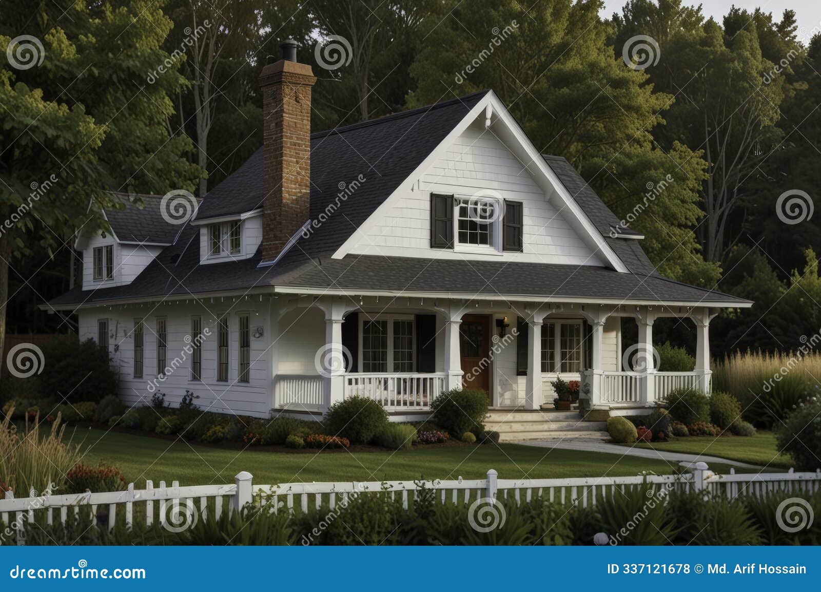 Classic Cottage House With Trees And Road. Private House And City On ...