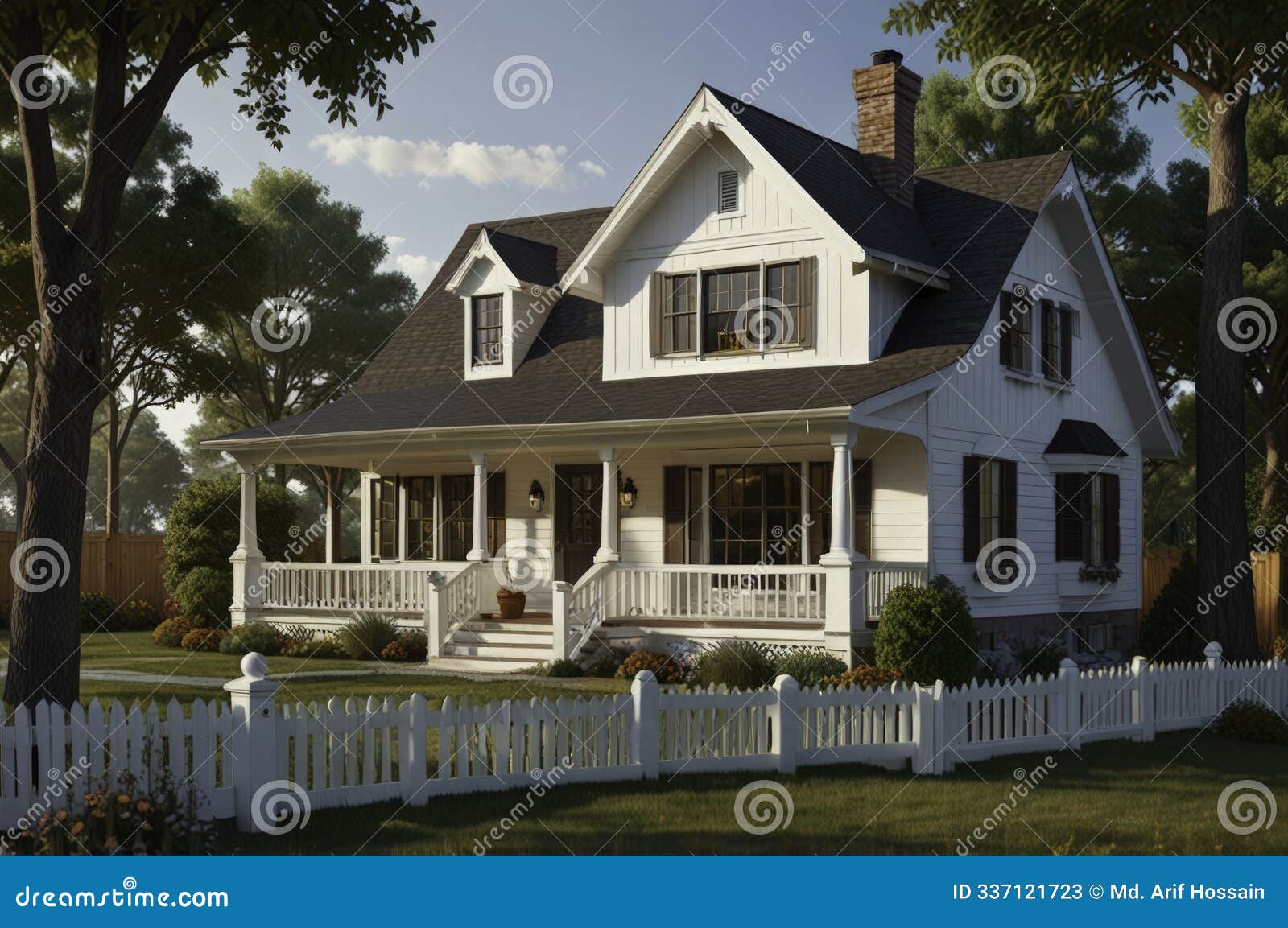 Classic Cottage Style House Generative Ai Stock Illustration ...