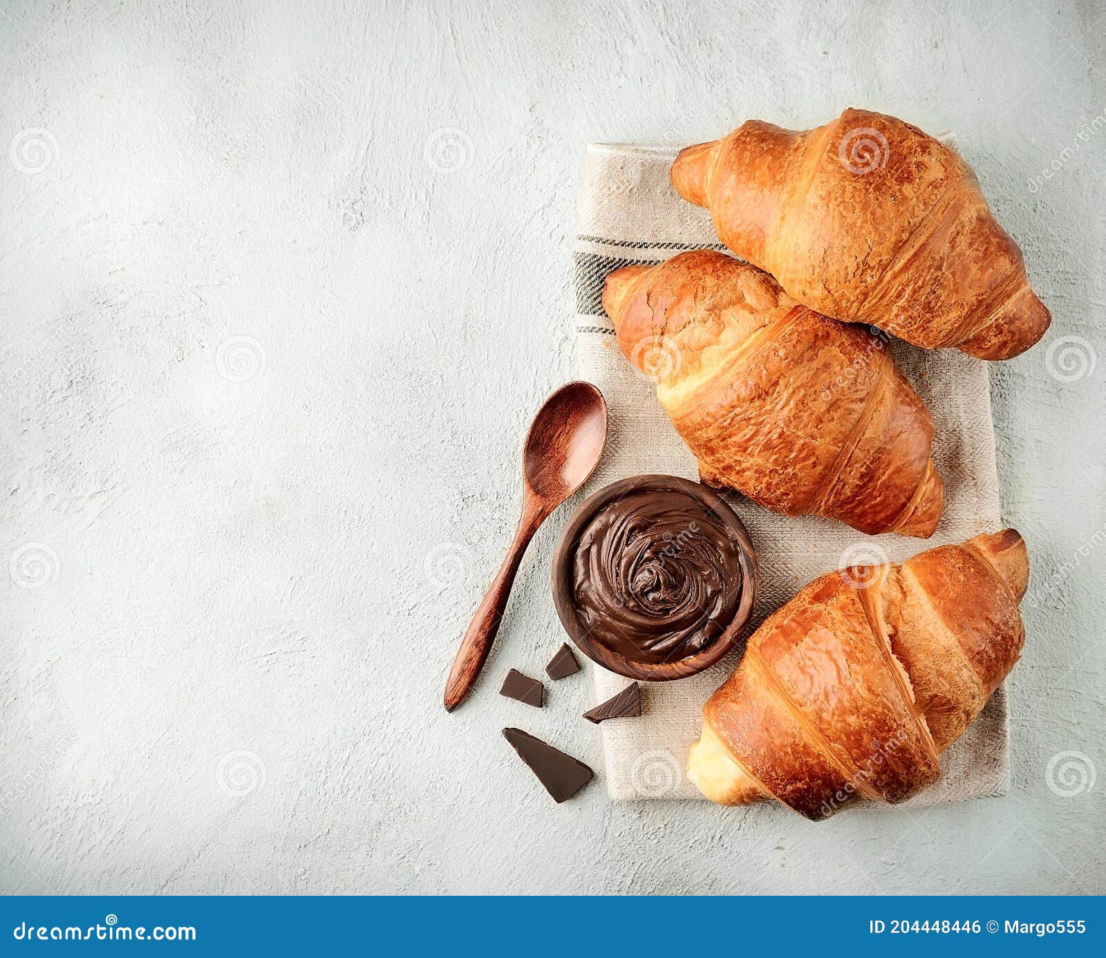 Classic Croissants with Chocolate Topping Stock Photo - Image of ...