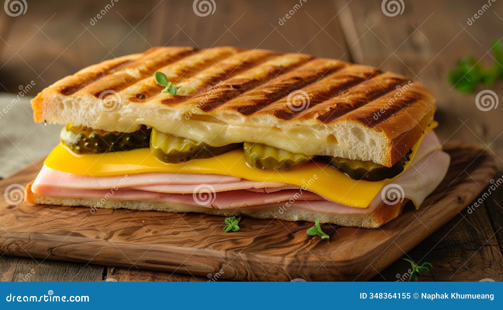 A Classic Cuban Sandwich with Layers of Ham, Melted Cheese, and Pickles ...