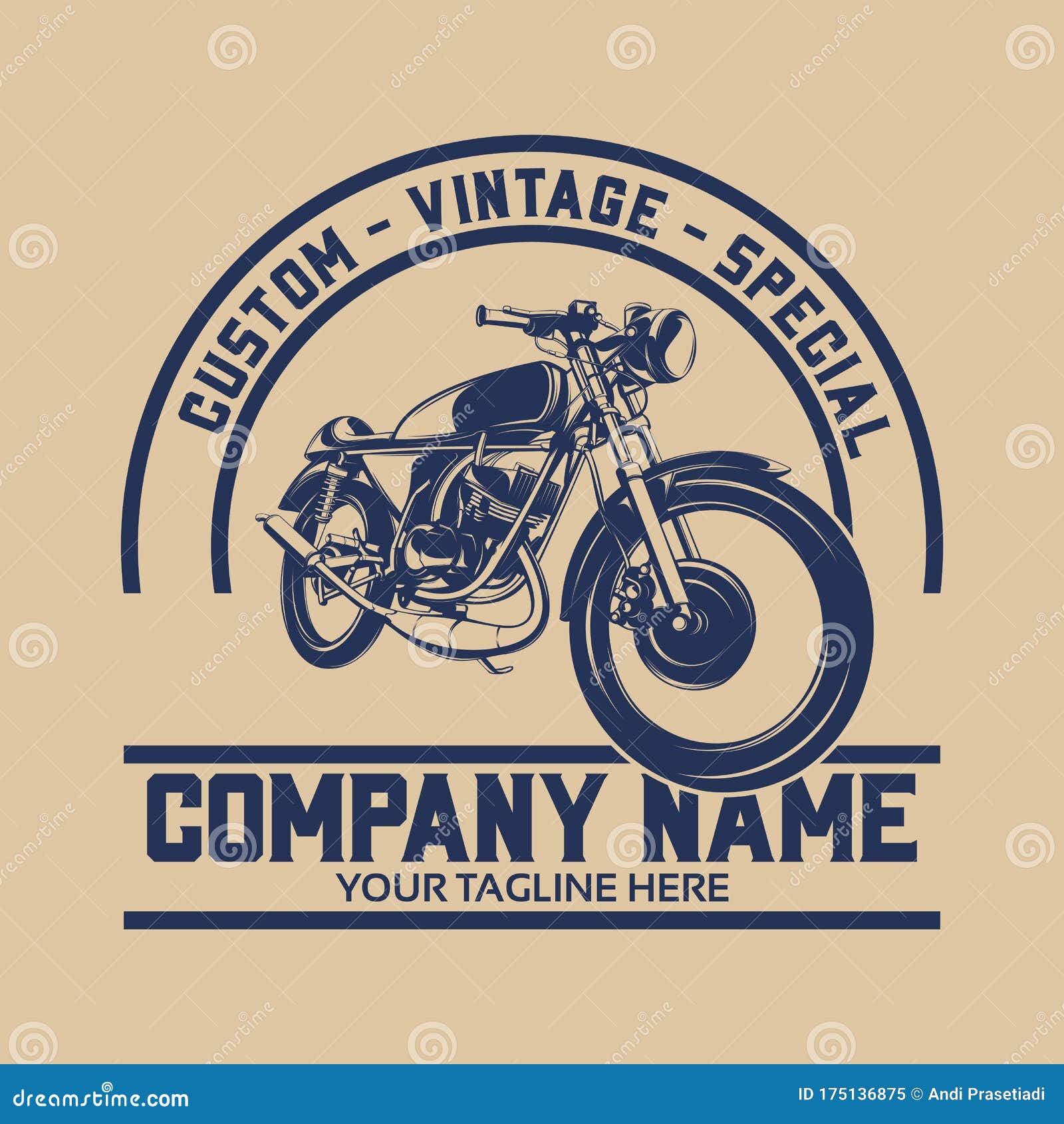 Classic Custom Motorcycle Logo Design Illustration Stock Vector ...