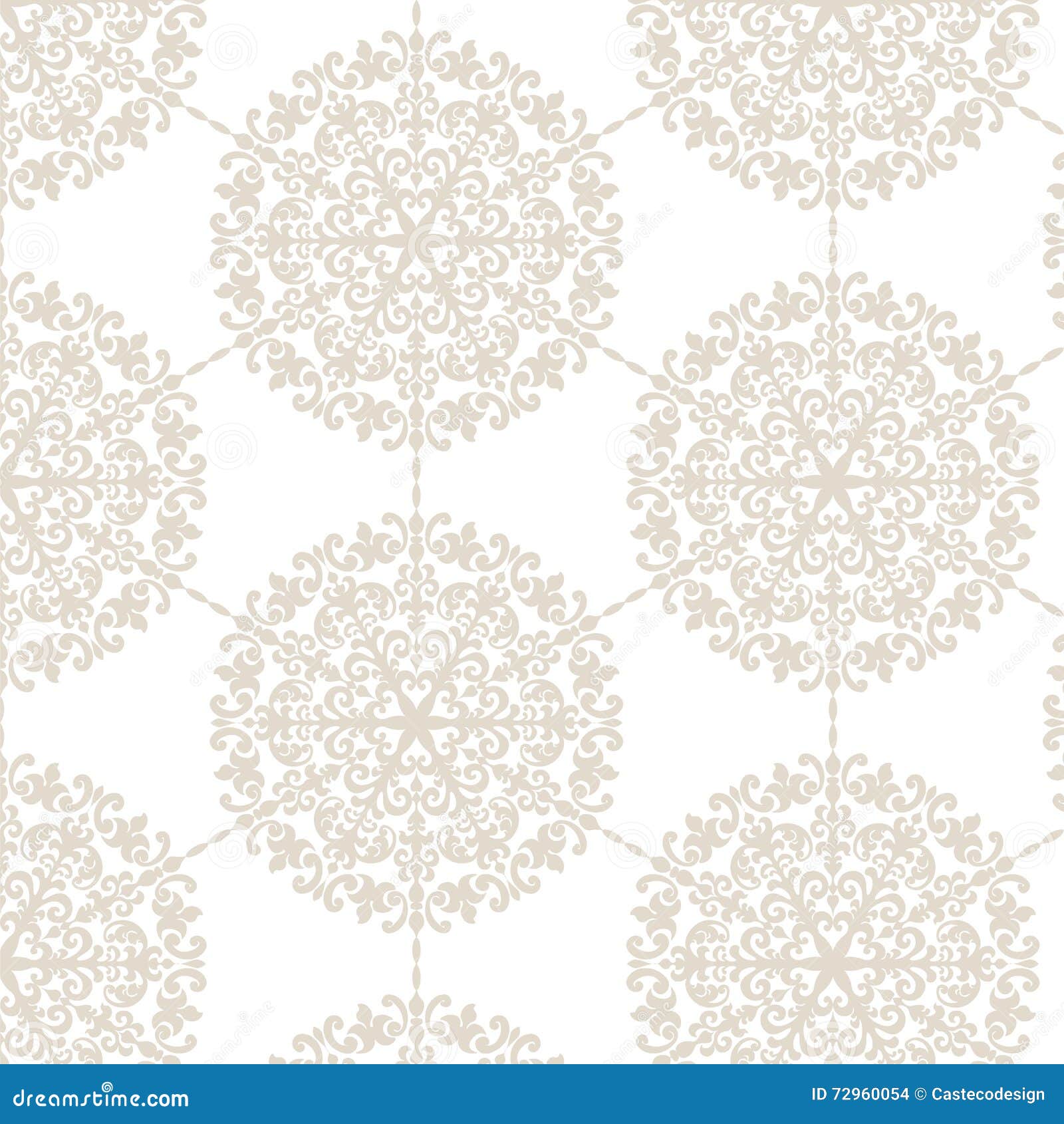 Classic Damask Ornament Pattern Stock Illustration - Illustration of ...