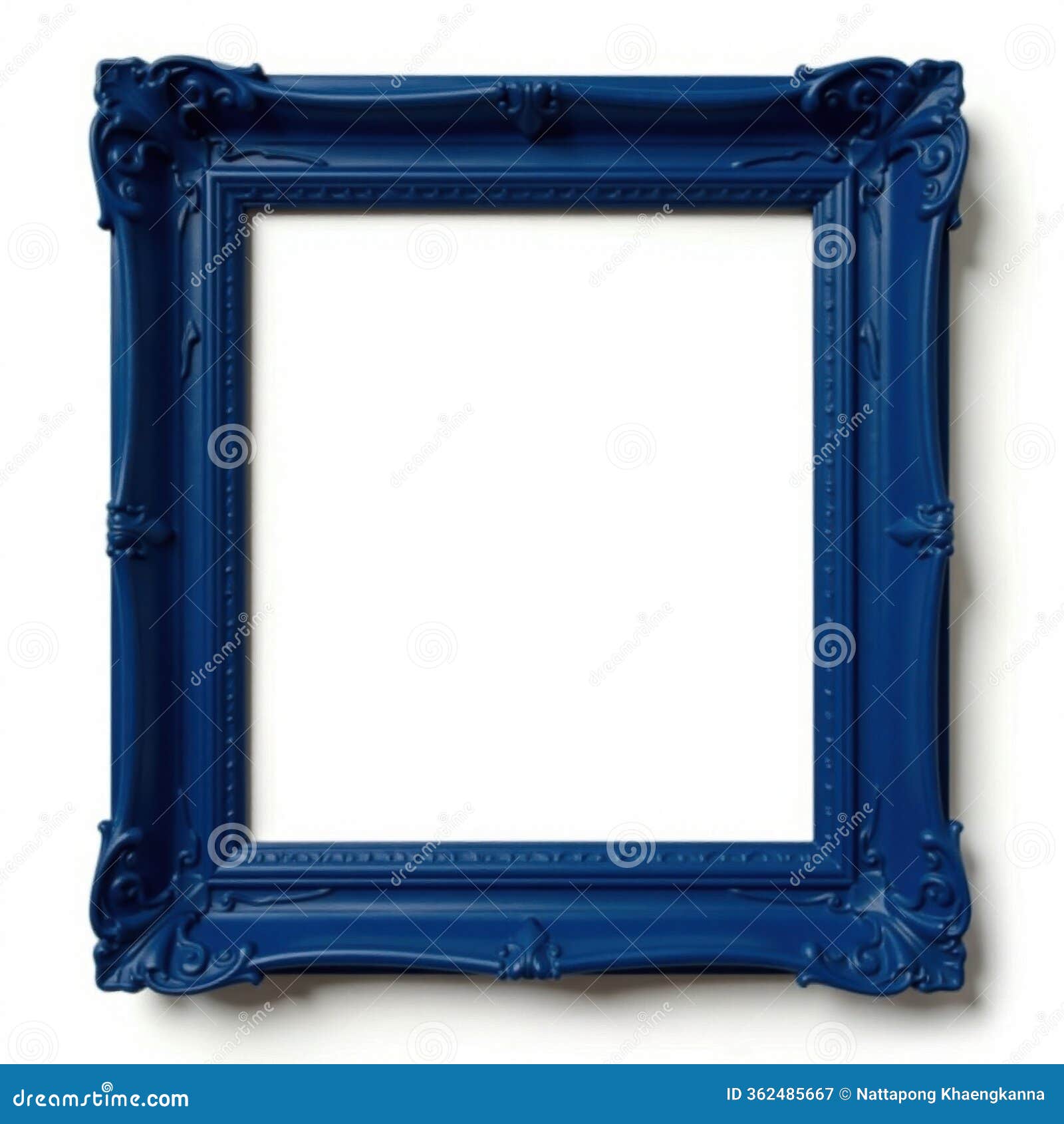 Classic Dark Blue Rectangular Frame, Blank, Isolated on White , Design ...